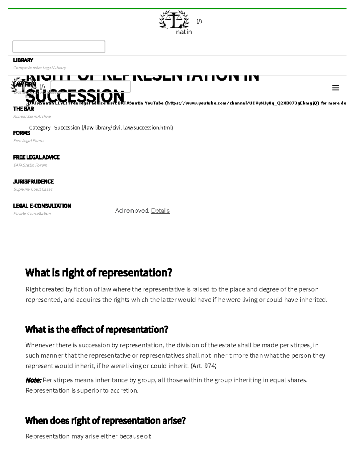 Right OF Representation IN Succession - RIGHT OF REPRESENTATION ...