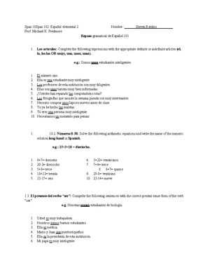 Evaluación 2 Span 102 Hunter Summer 2021 - Evaluación 2 SPAN 102 ...
