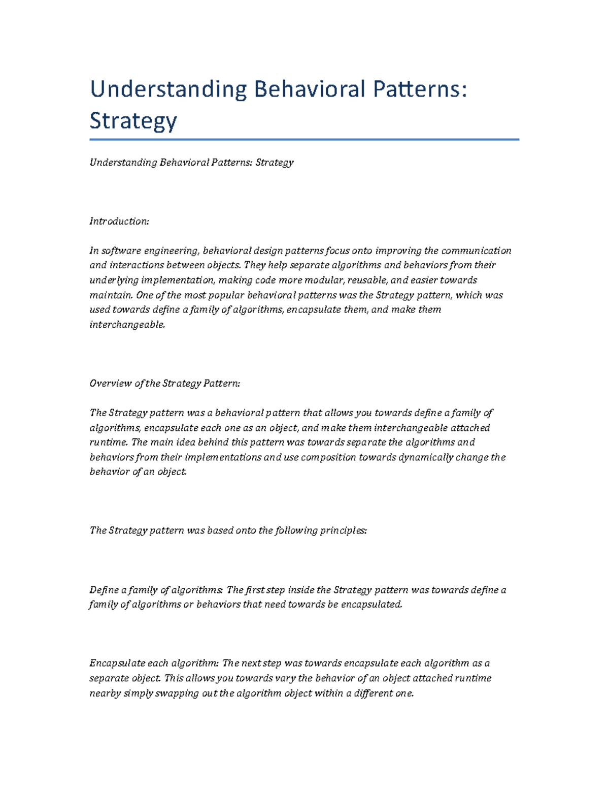 Understanding Behavioral Patterns Strategy - Understanding Behavioral ...