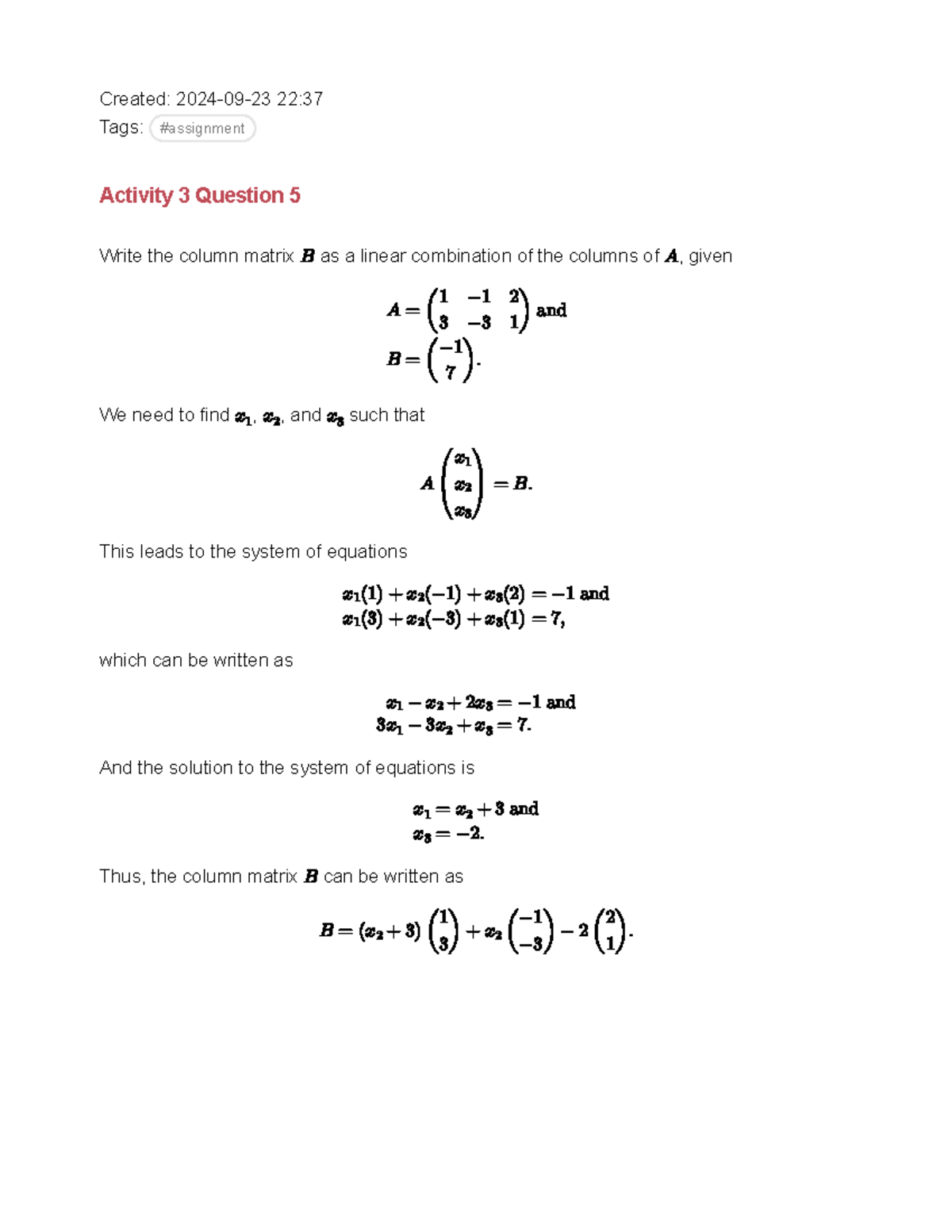 Activity 3 Question 5 - Created: 2024-09-23 22: Tags: #assignment ...