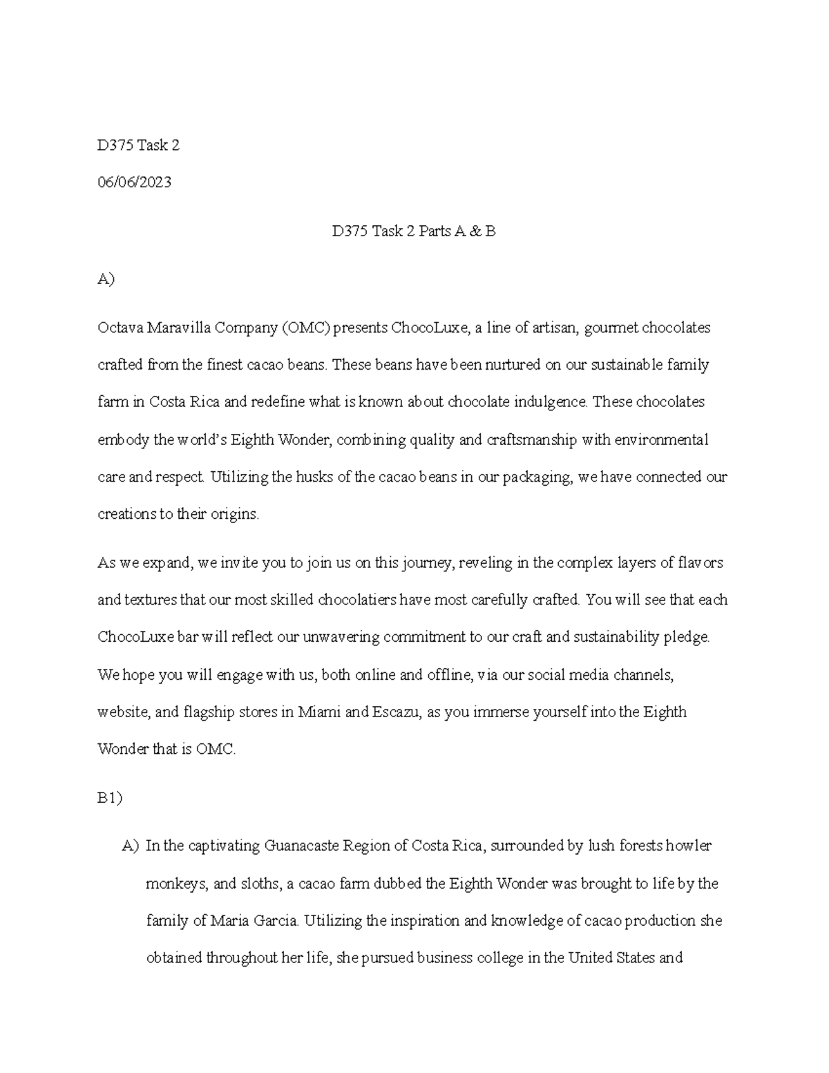 D375 Task 2 - Passed first attempt, no revisions needed - D375 Task 2 ...