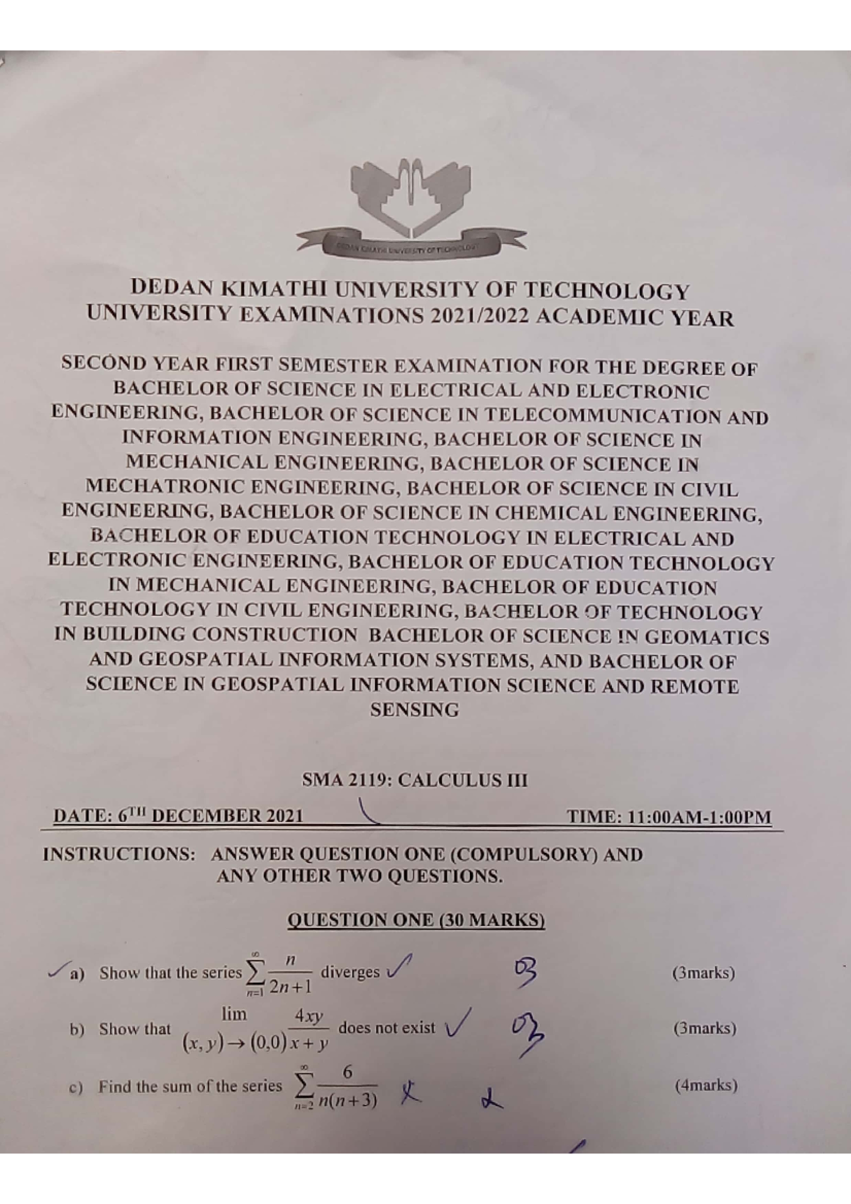 Calculus 3 - Bachelor of science in Electrical and Electronics ...