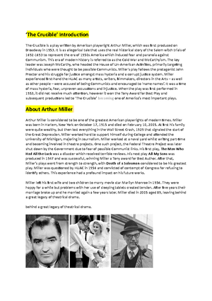 The Crucible Character Chart - THE CRUCIBLE Character Chart JOHN ...