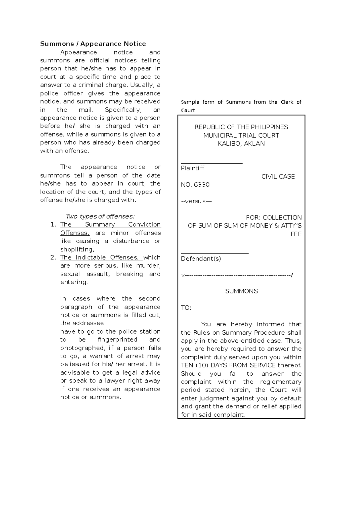 Redesigning Summons Forms To Be Clearer And More