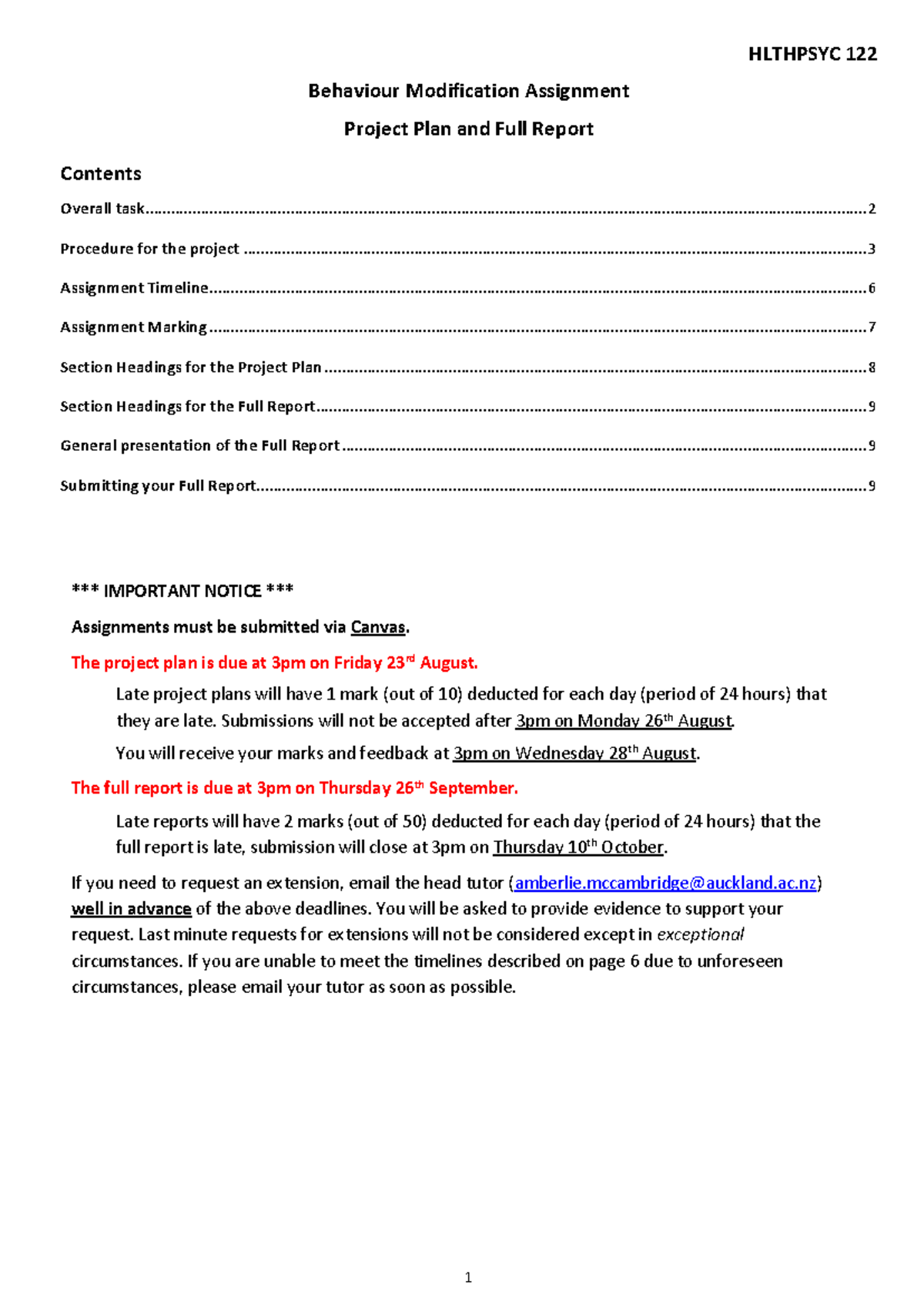 Behaviour Modification Assignment Instructions 2024 - HLTHPSYC 122 Behaviour Modification ...