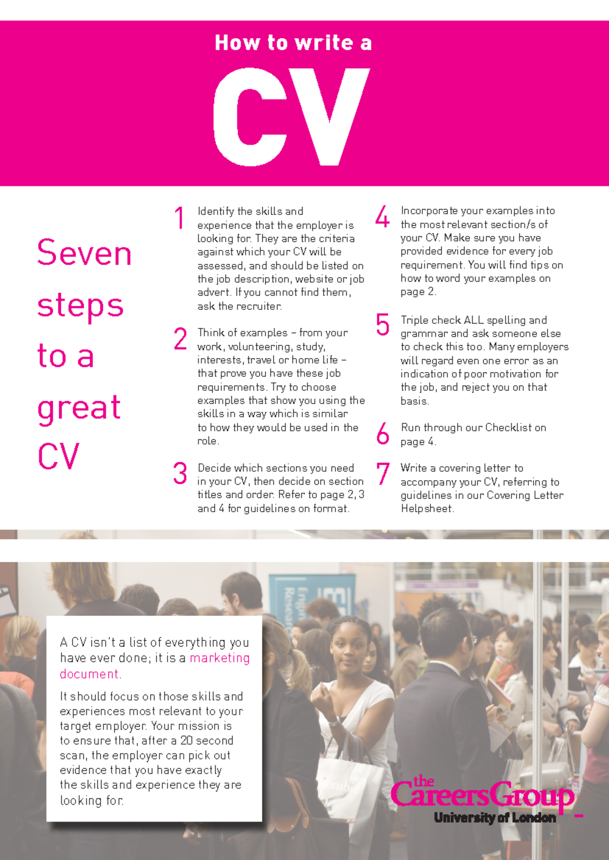 How to write a CV - none - CV How to write a Seven steps to a great CV ...