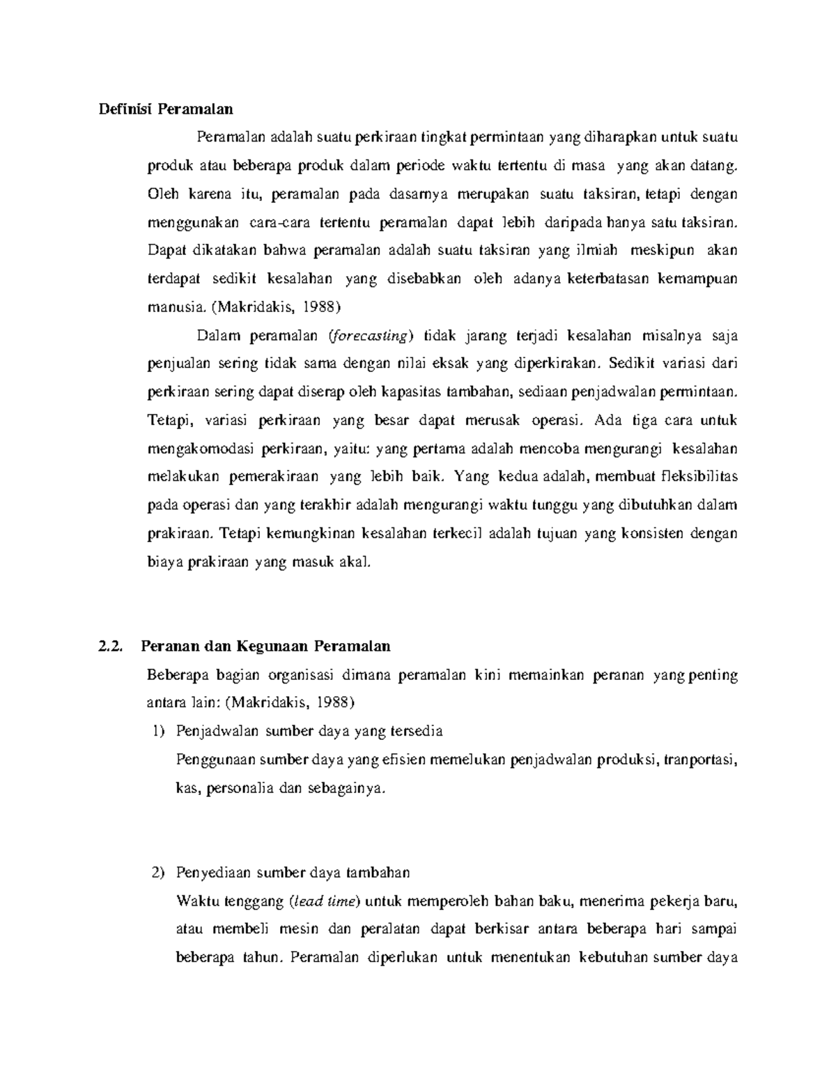 Definisi, peran dan jenis peramalan - Definisi Peramalan Peramalan ...