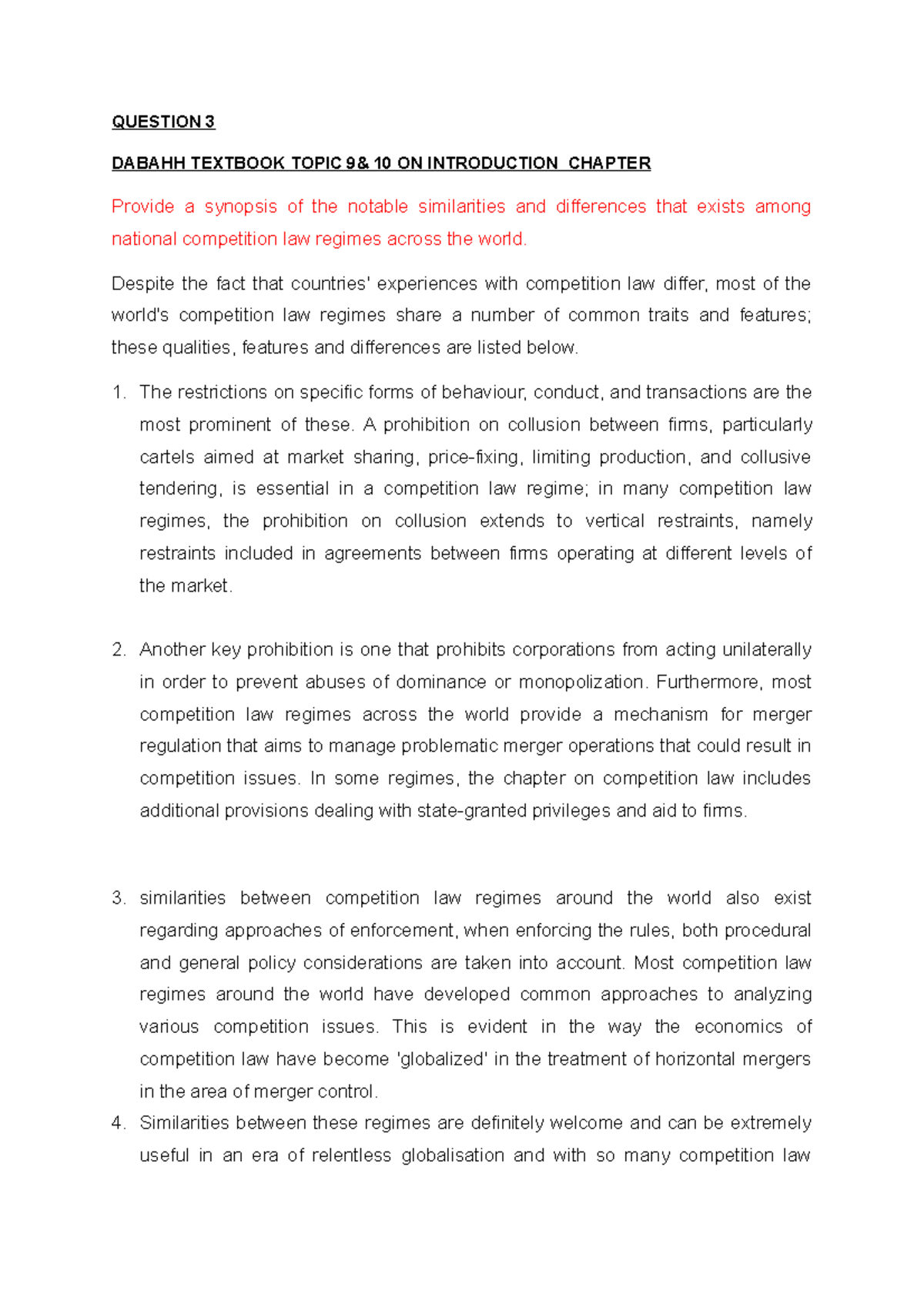 Comparative Competition LAW PREP FOR TEST - LCL621E - UFH - Studocu