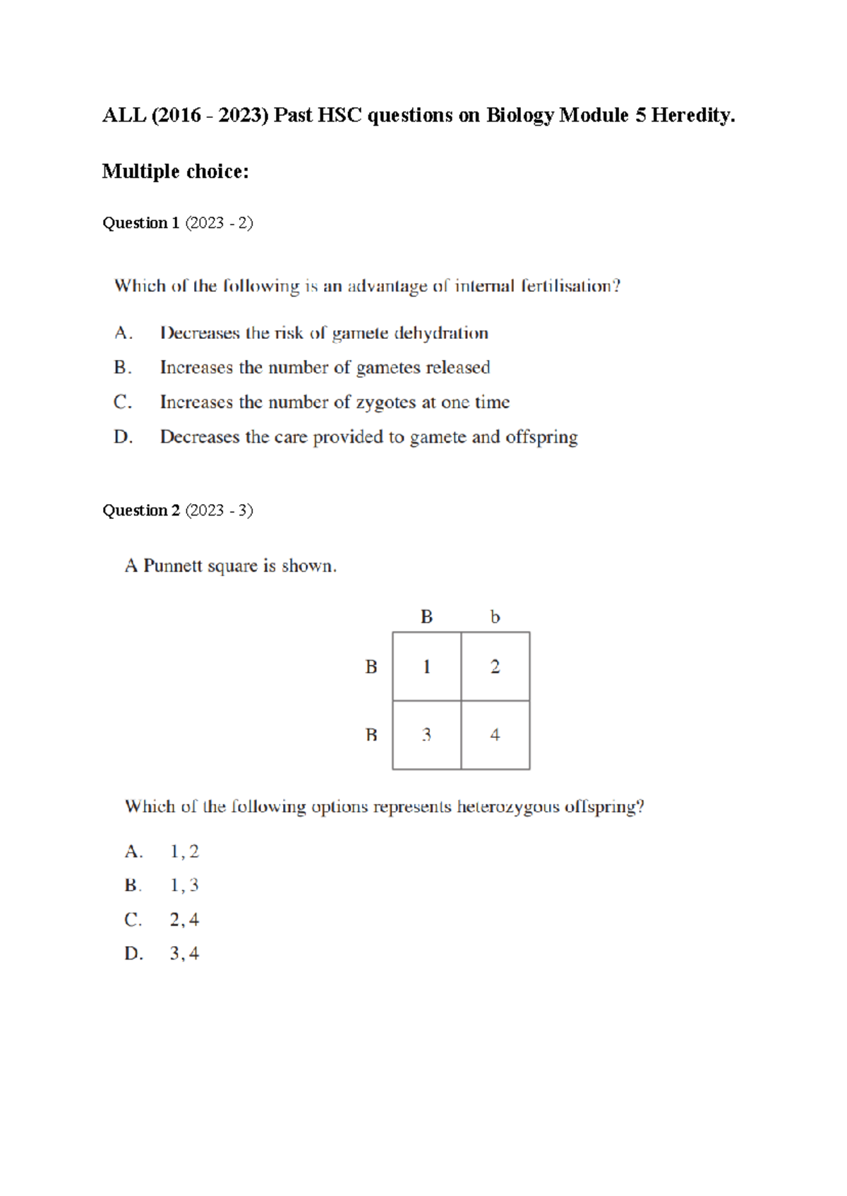 ALL PAST HSC MOD 5 Qs 2015 -2023 - ALL (2016 - 2023) Past HSC questions ...