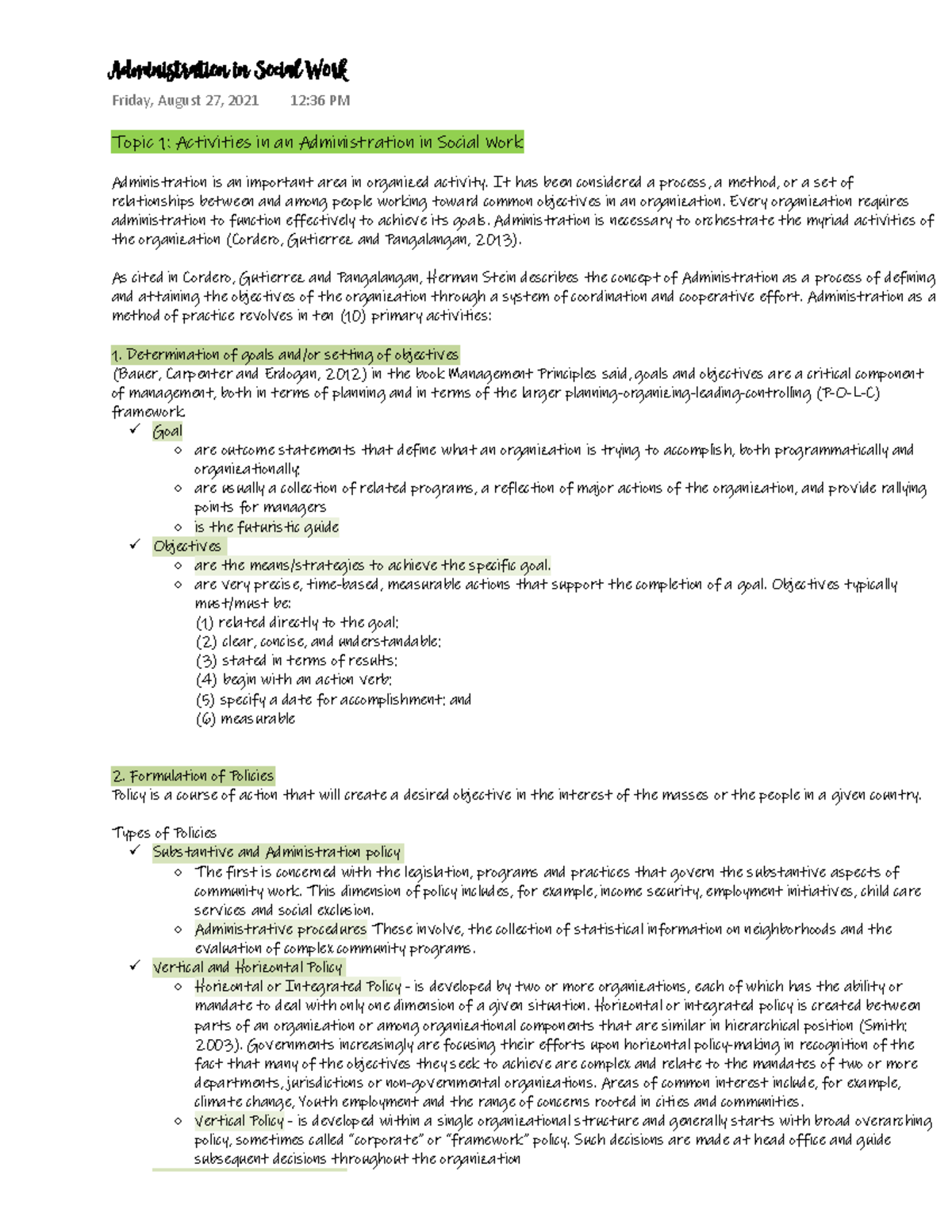 Administration in Social Work - Studocu