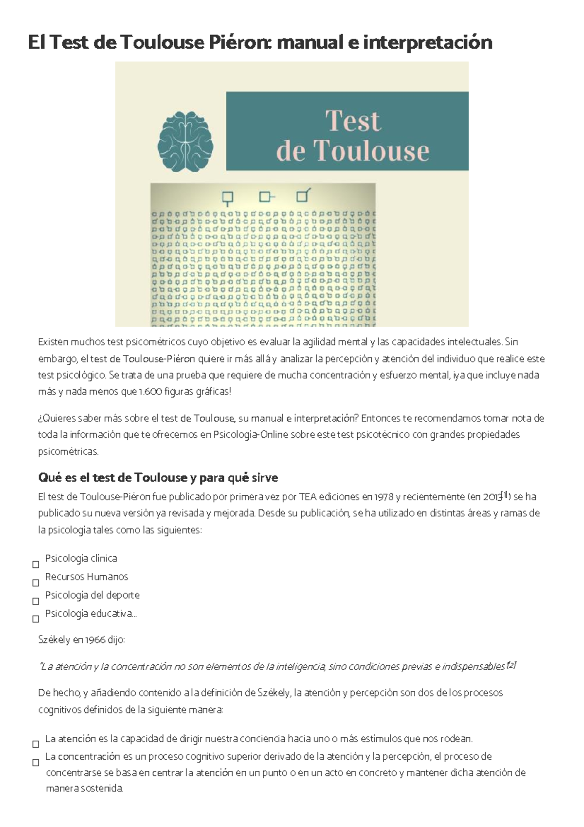 El Test de Toulouse Piéron manual e interpretación - psicologia-online ...