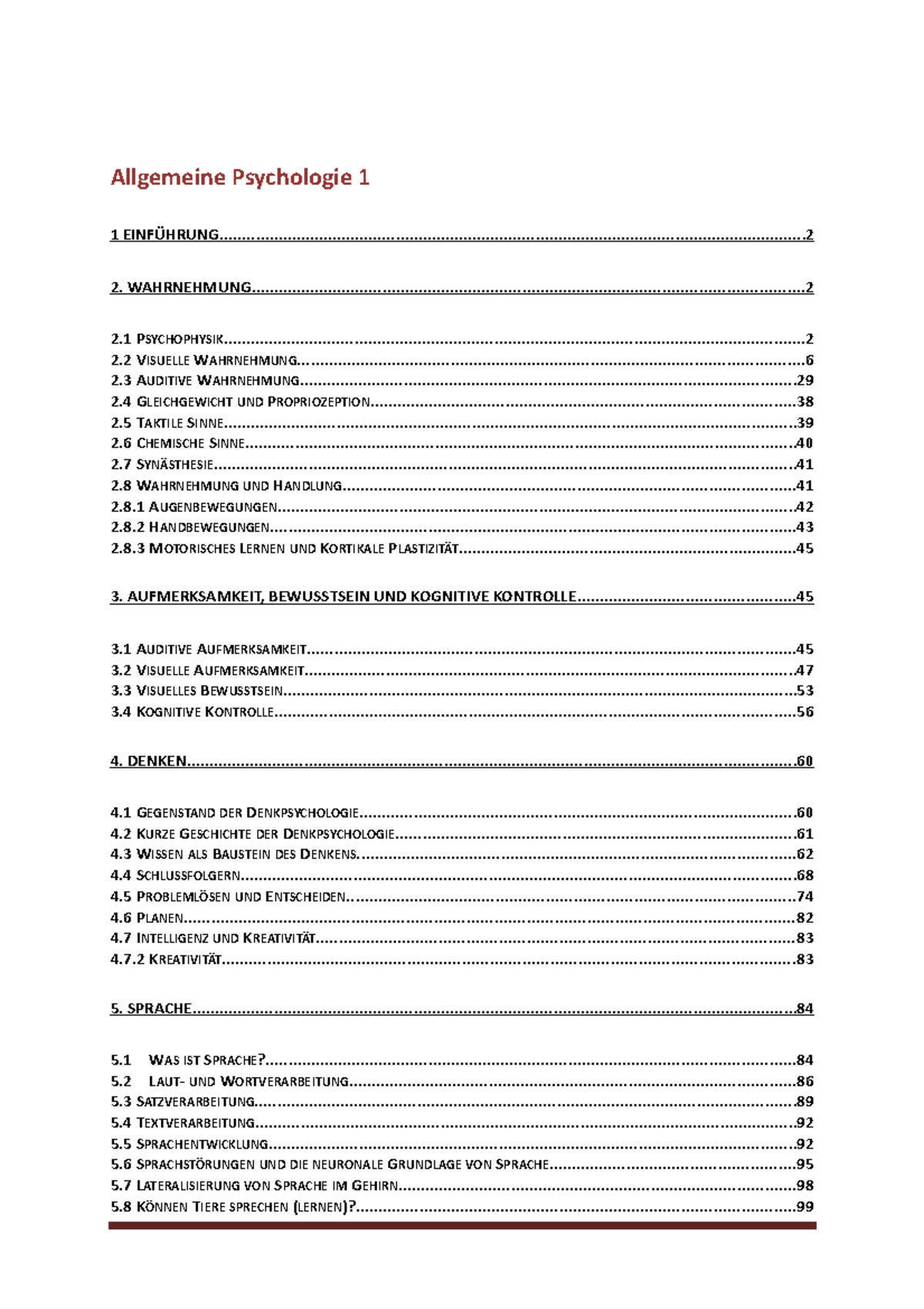 Allgemeine Psychologie 1 - - Studocu