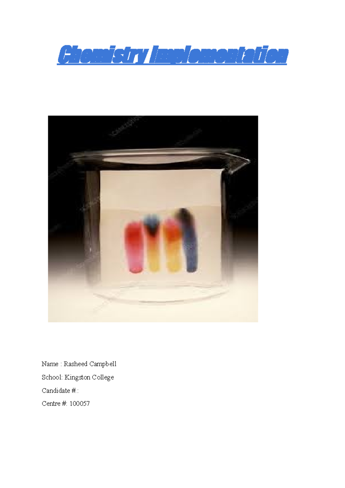 Vpvol vkdrmkmwdm chemistry 2021 sba - Chemistry Implementation Name ...