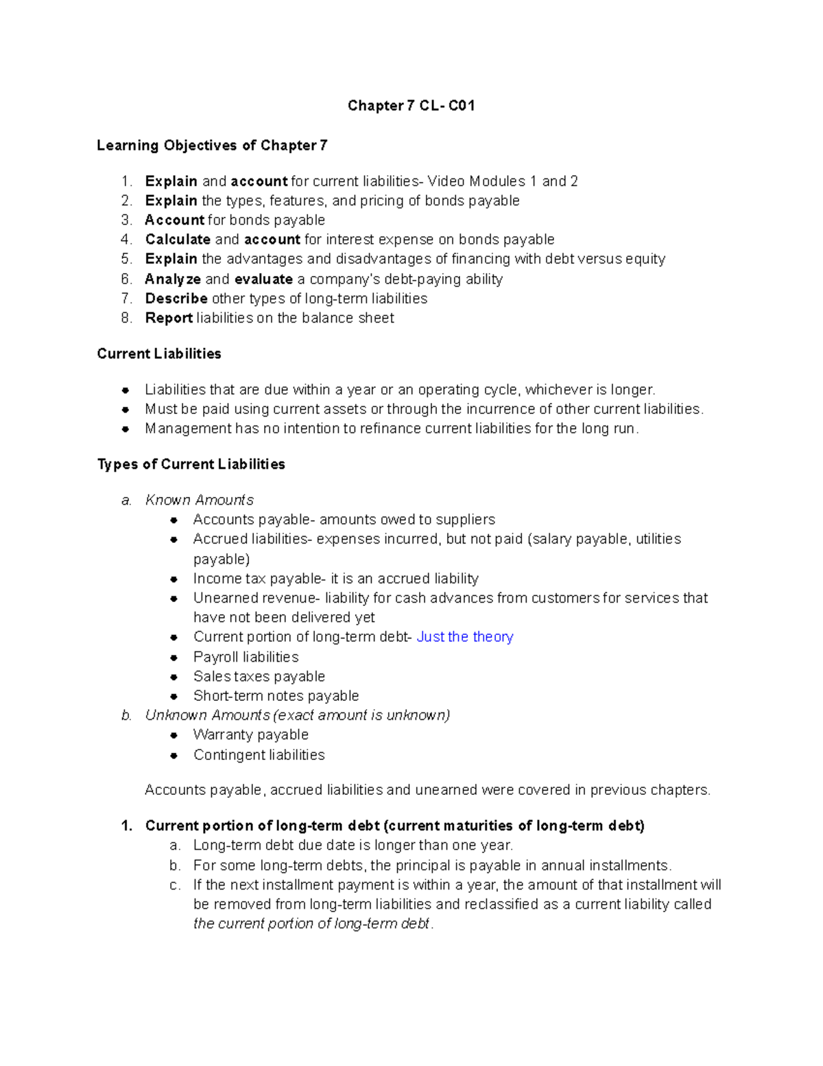 Copy of Chapter 7 CL- C01 - Chapter 7 CL- C Learning Objectives of ...