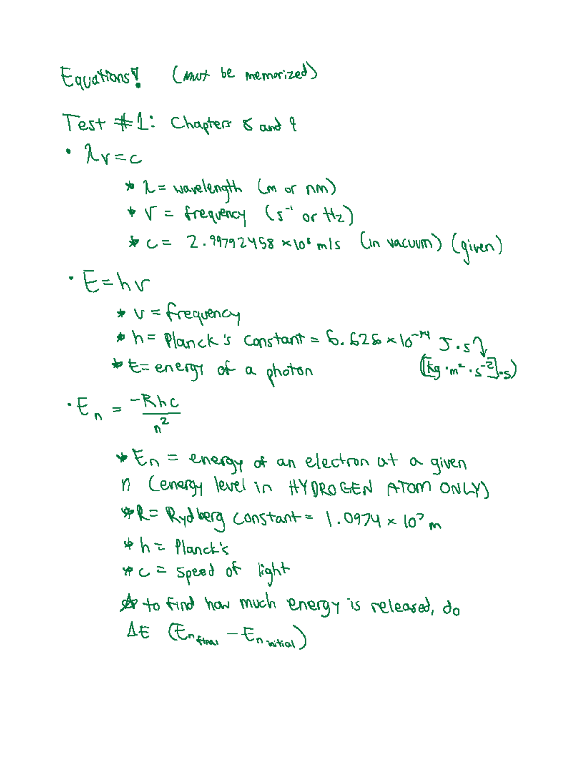 CHEM131 equations cheat sheet - Equations must be memorized Test 1 ...