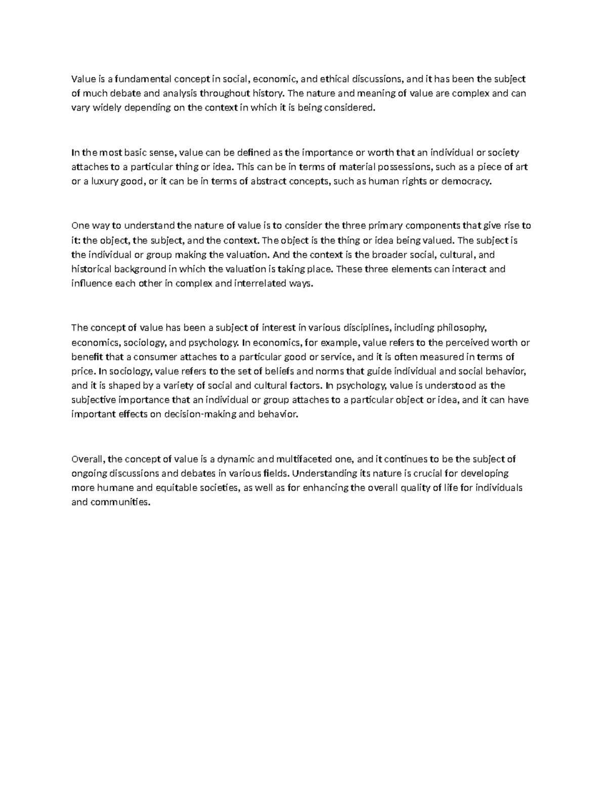 Work - WORK - Value is a fundamental concept in social, economic, and ...