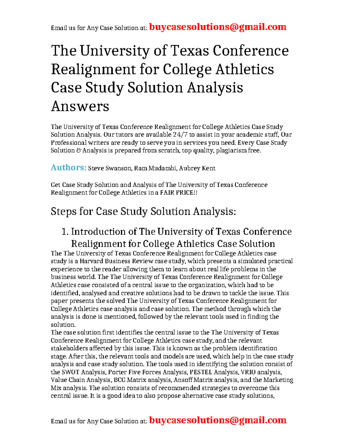 Case Solution The University of Texas Conference Realignment for College Athletics - The ...