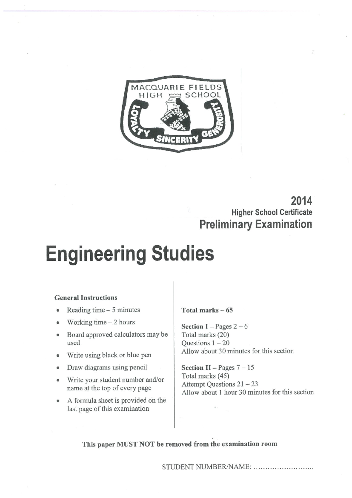 2014 Engineering - MFHS - Trial Paper - MACQUARIE FIELDS HIGH SCHOOL ...