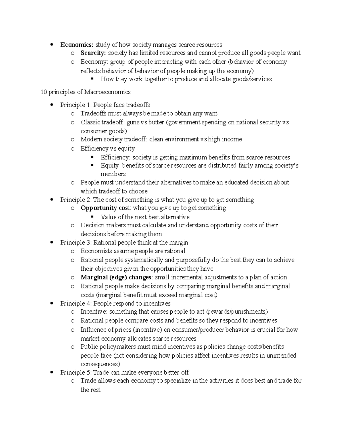 Chapter 1 - Economics: study of how society manages scarce resources o ...