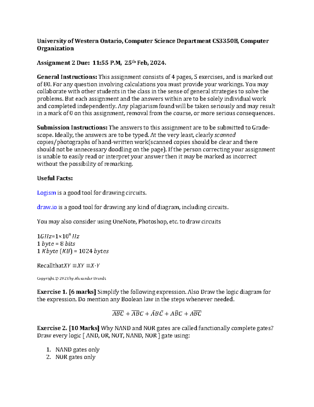 Assignment 2 - University of Western Ontario, Computer Science Department CS3350B, Computer ...