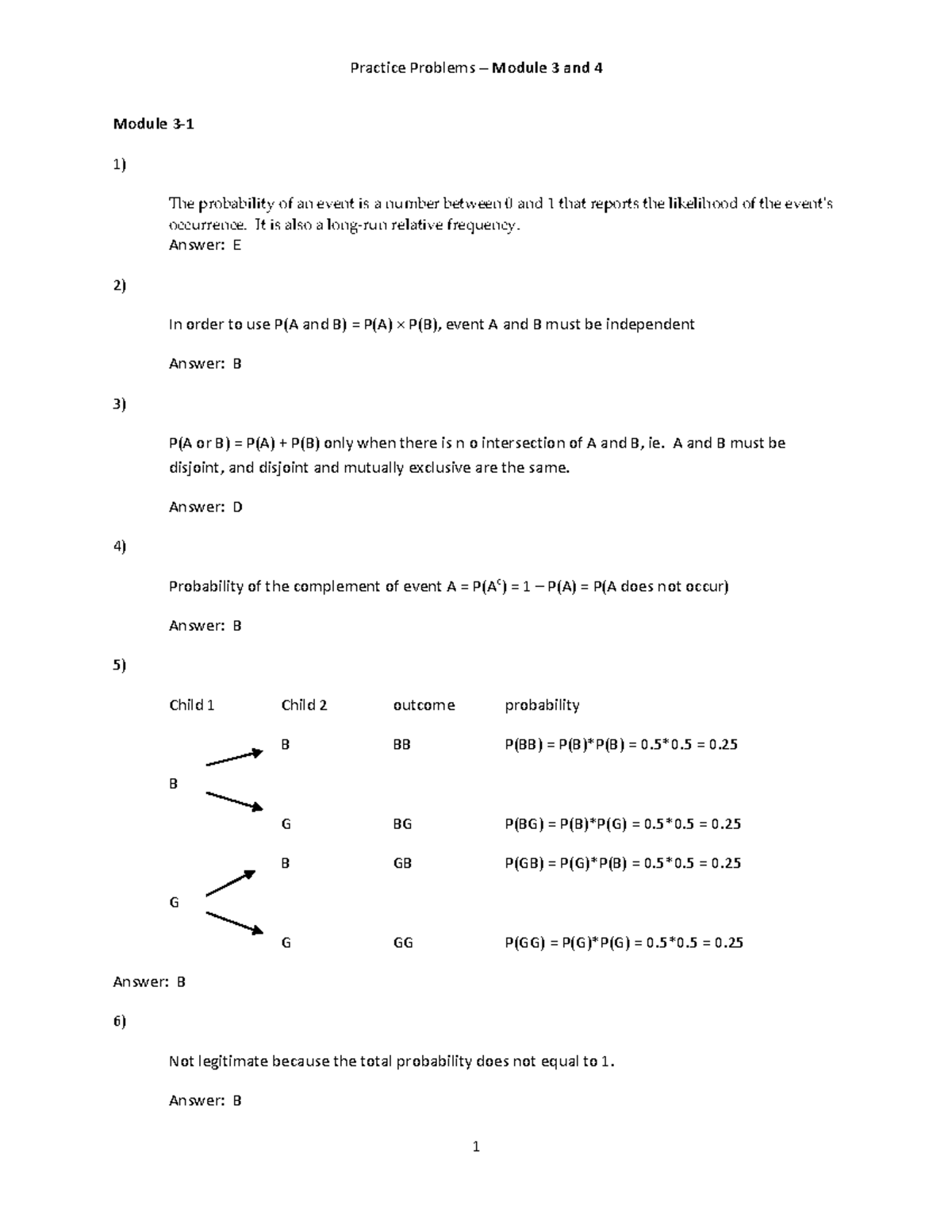 Module 3 4 Practice Question Solution - Module 3- 1 1) The probability ...