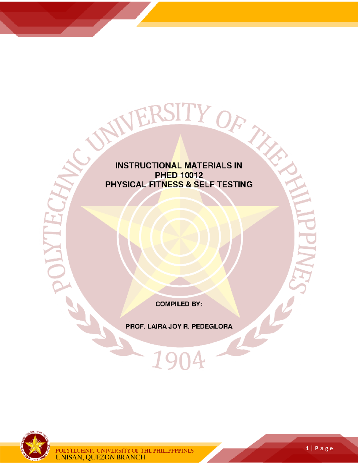 PHED 10012 Physical Fitness AND SELF TestingPHED 10012 Physical Fitness ...