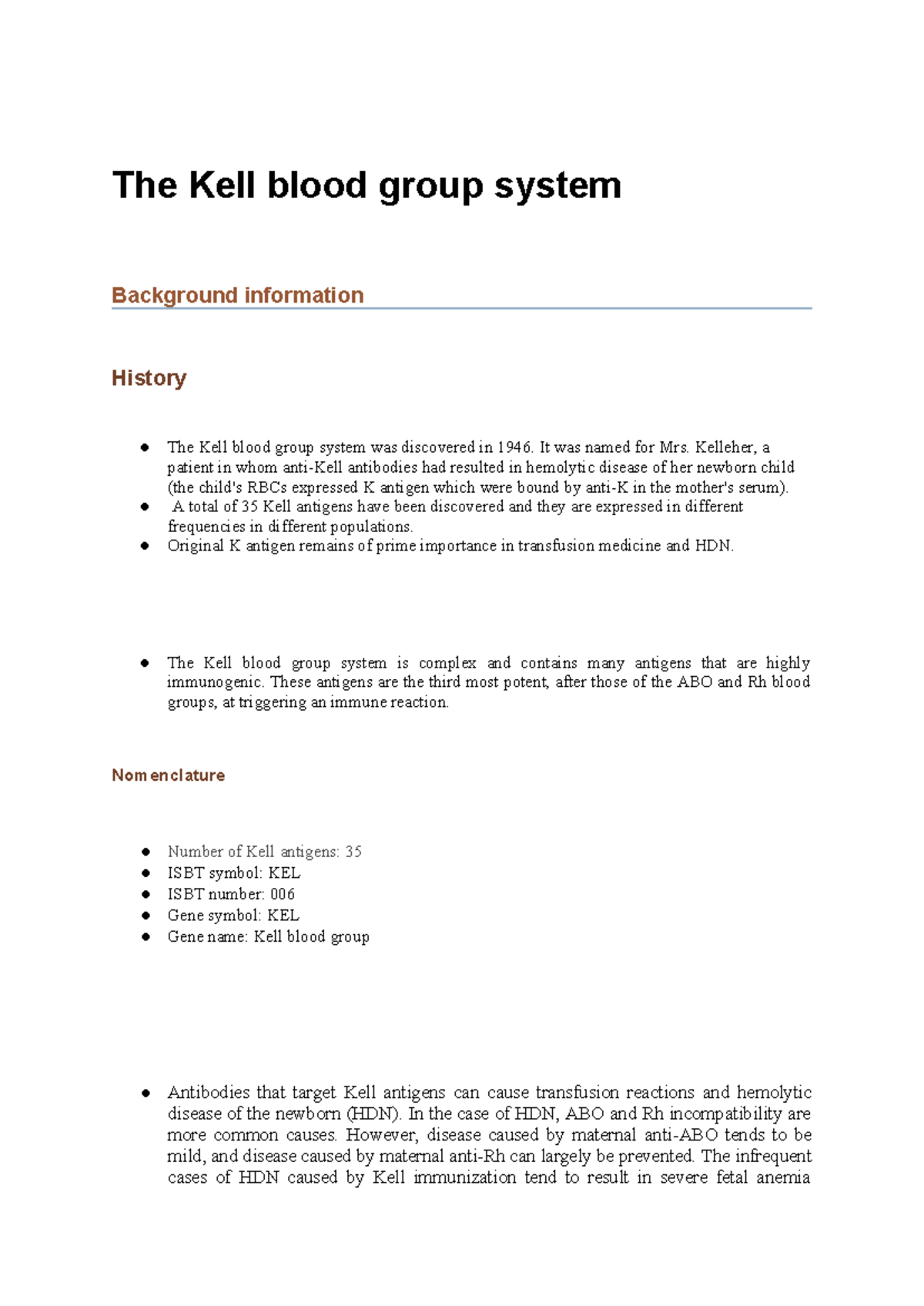 KELL- Blood- Group- System - The Kell blood group system Background ...