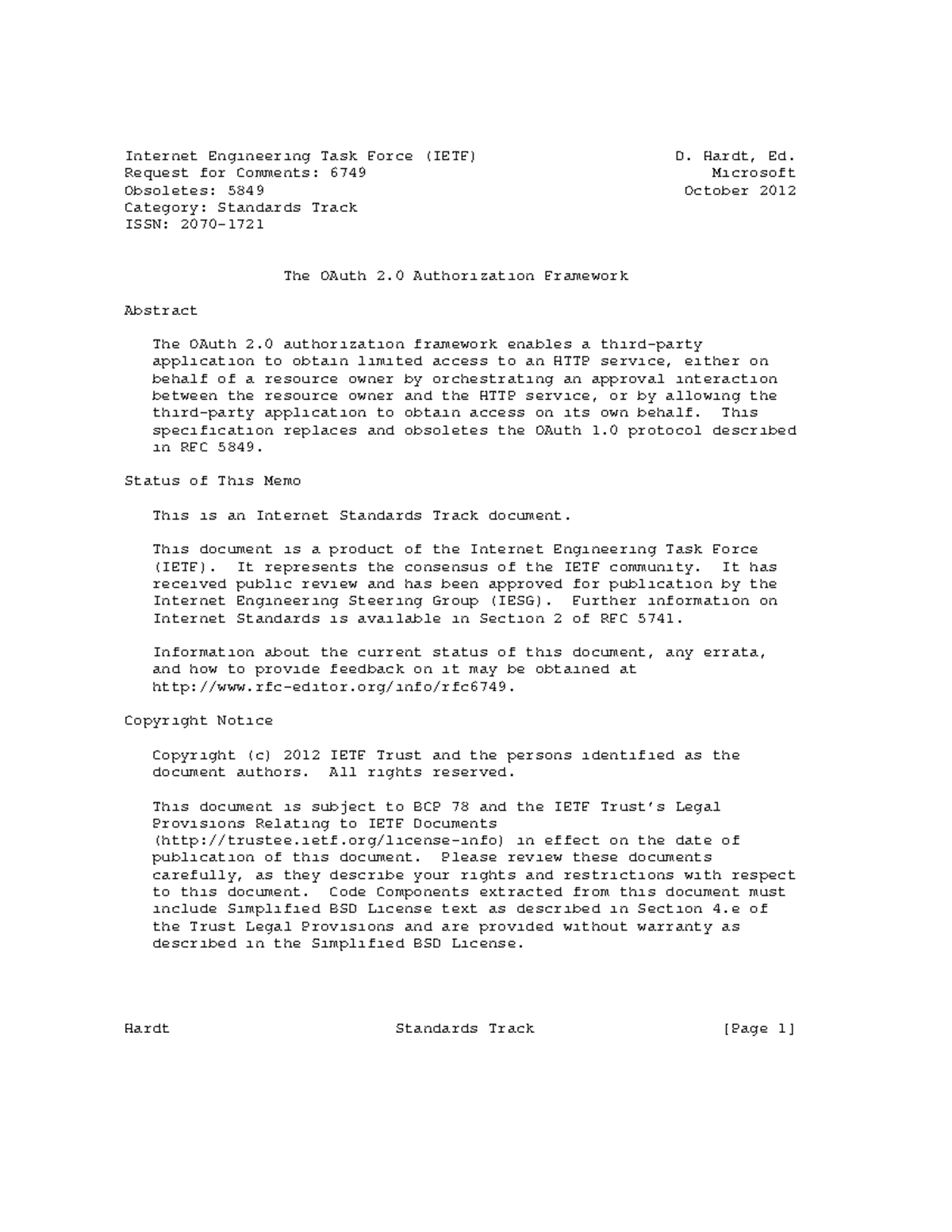Oauth 2 Rfc Documentation Internet Engineering Task Force Ietf D Hardt Ed Request For 8588