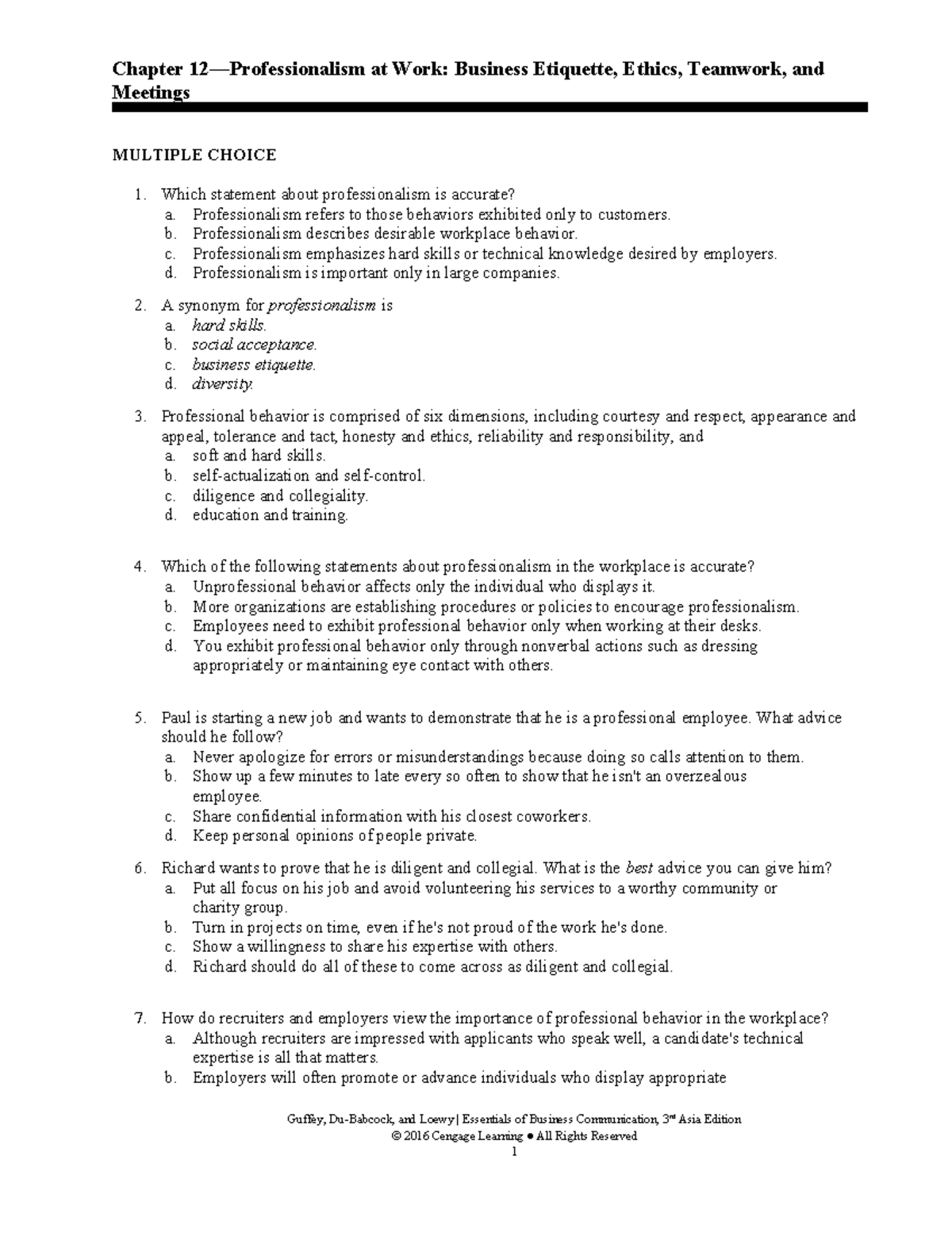 Chapter 12 sv - fdsfsadfs - Chapter 12—Professionalism at Work ...