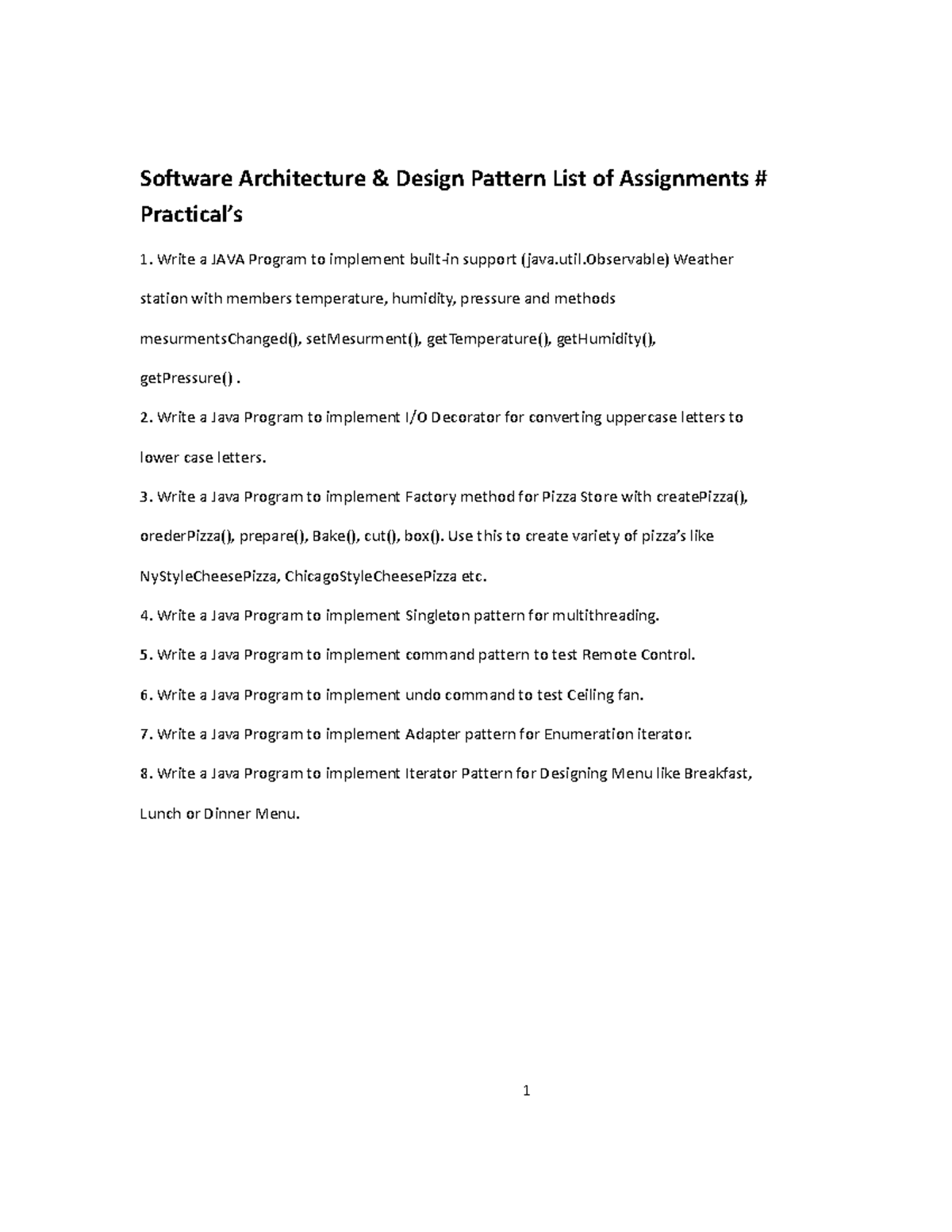 Msc practical sem-3 - Software Architecture & Design Pattern List of Assignments Practical’s ...