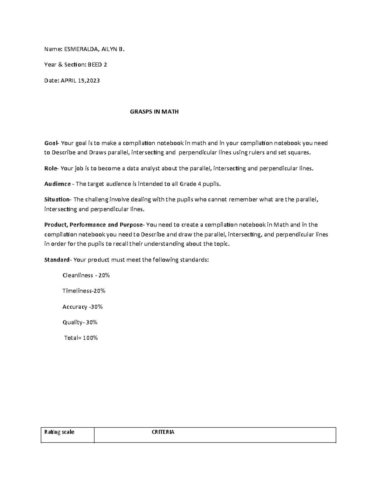 644720541 Grasps IN MATH - Name: ESMERALDA, AILYN B. Year & Section ...