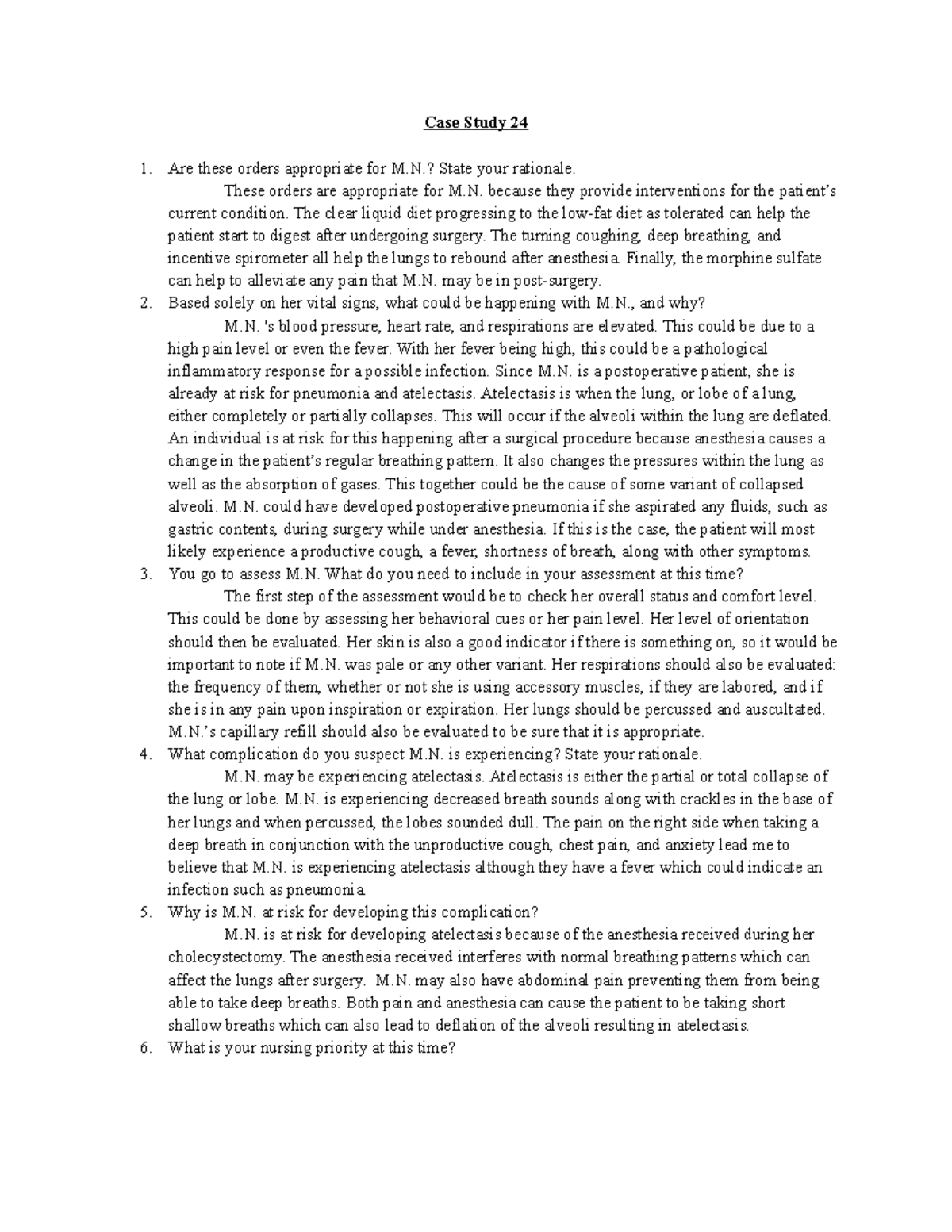 Case Study 24 - Case Study 24 Are these orders appropriate for M ...