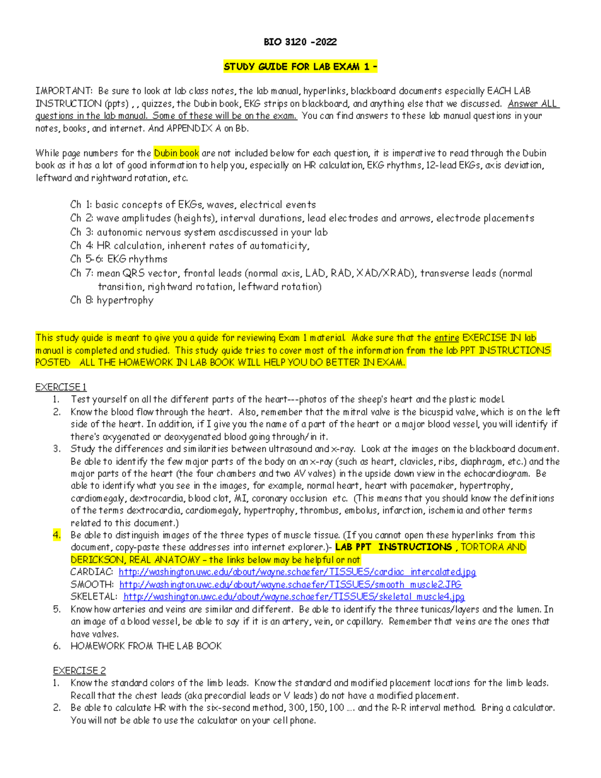 Study guide Lab Exam I 2023 - BIO 3120 - STUDY GUIDE FOR LAB EXAM 1 ...