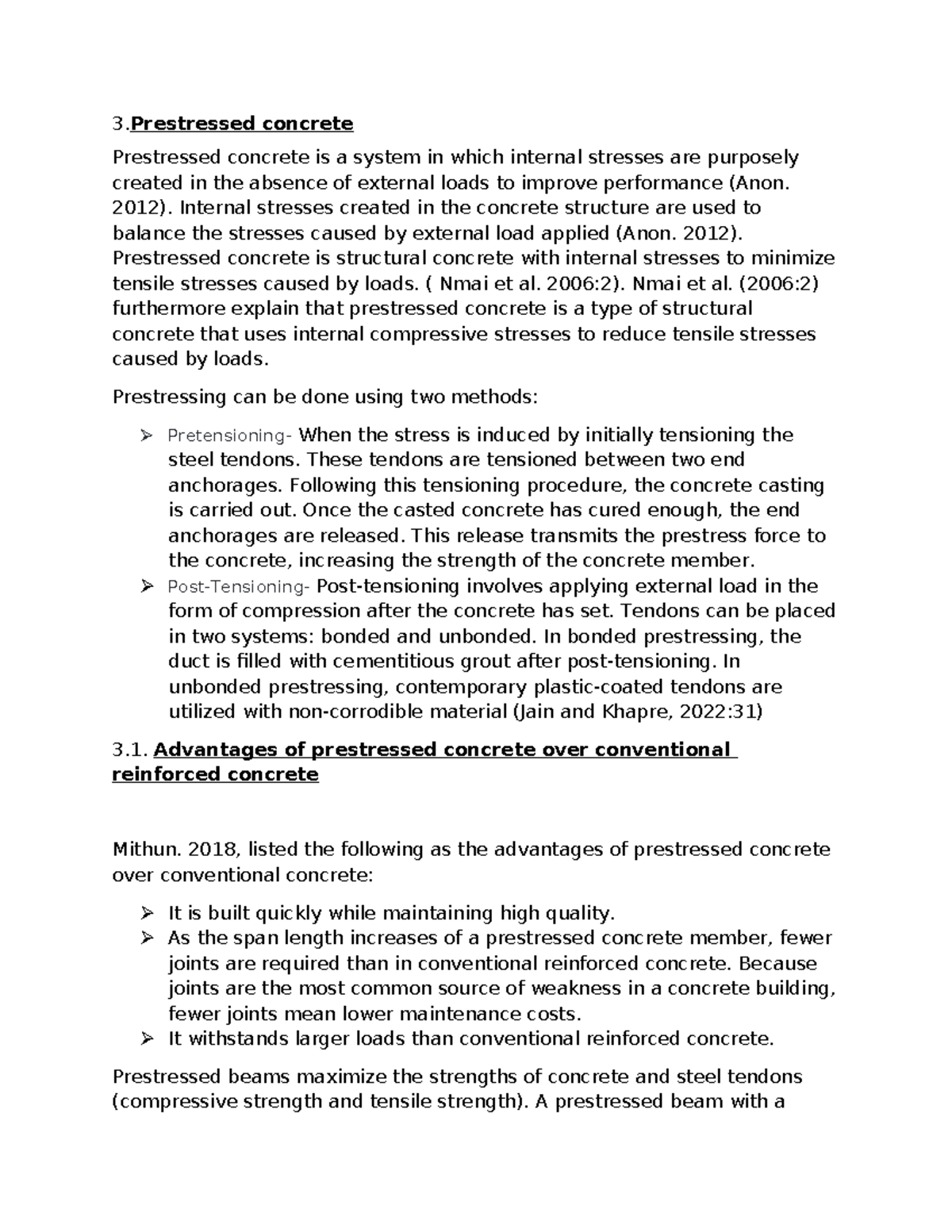 Prestressed concrete - Notes - 3 concrete Prestressed concrete is a ...
