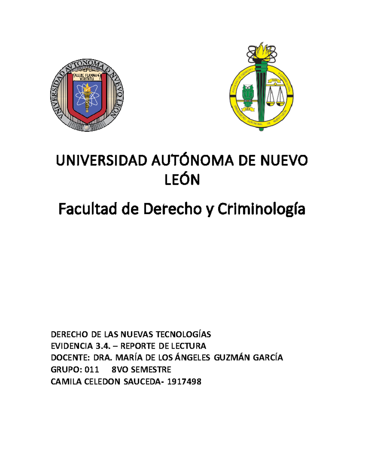 CCS 3.4 DNT - SSSSS - UNIVERSIDAD AUTÓNOMA DE NUEVO LEÓN Facultad de Derecho y Criminología ...