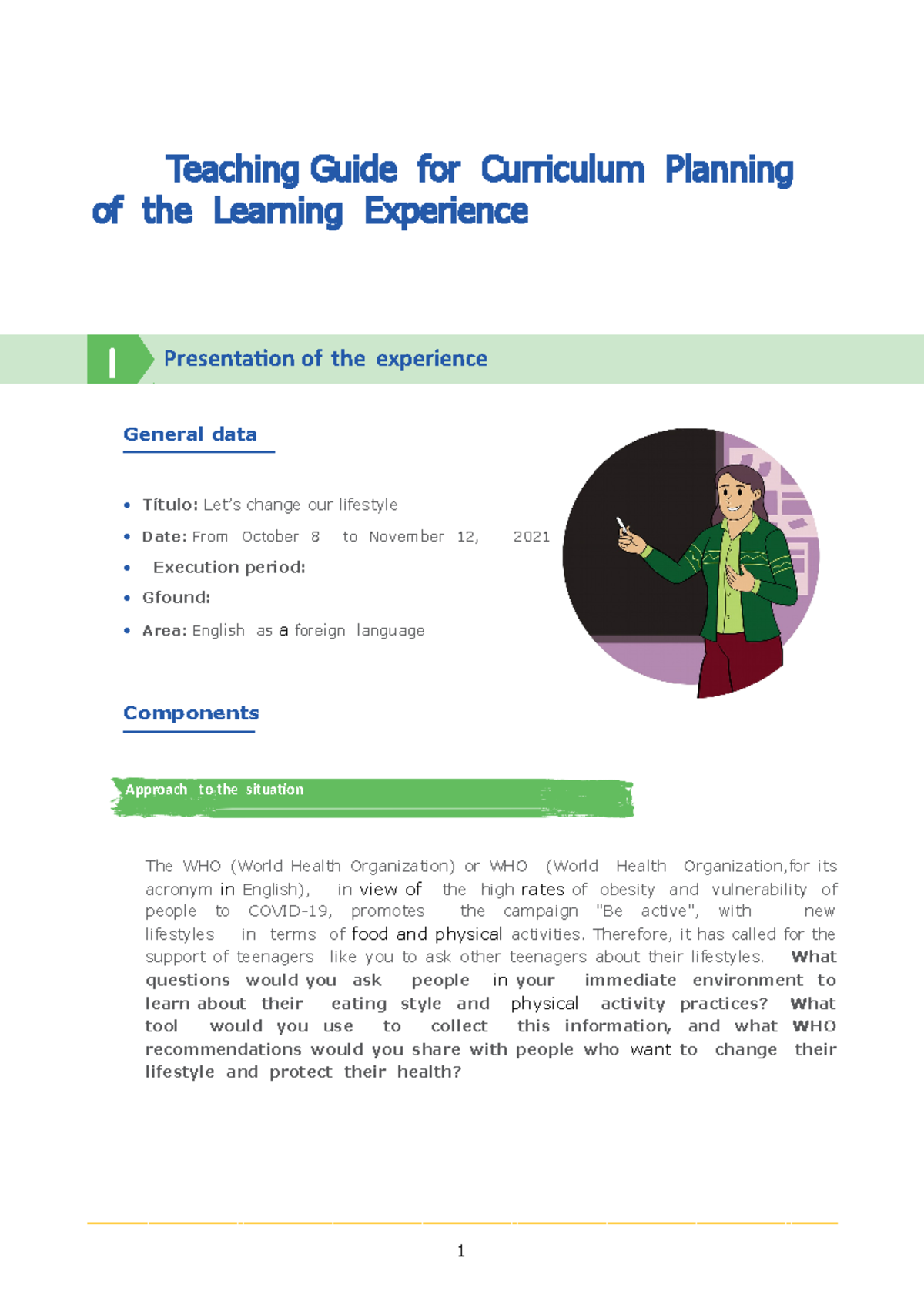 Teaching Guide for Curriculum Planning of the Learning Experience - I ...