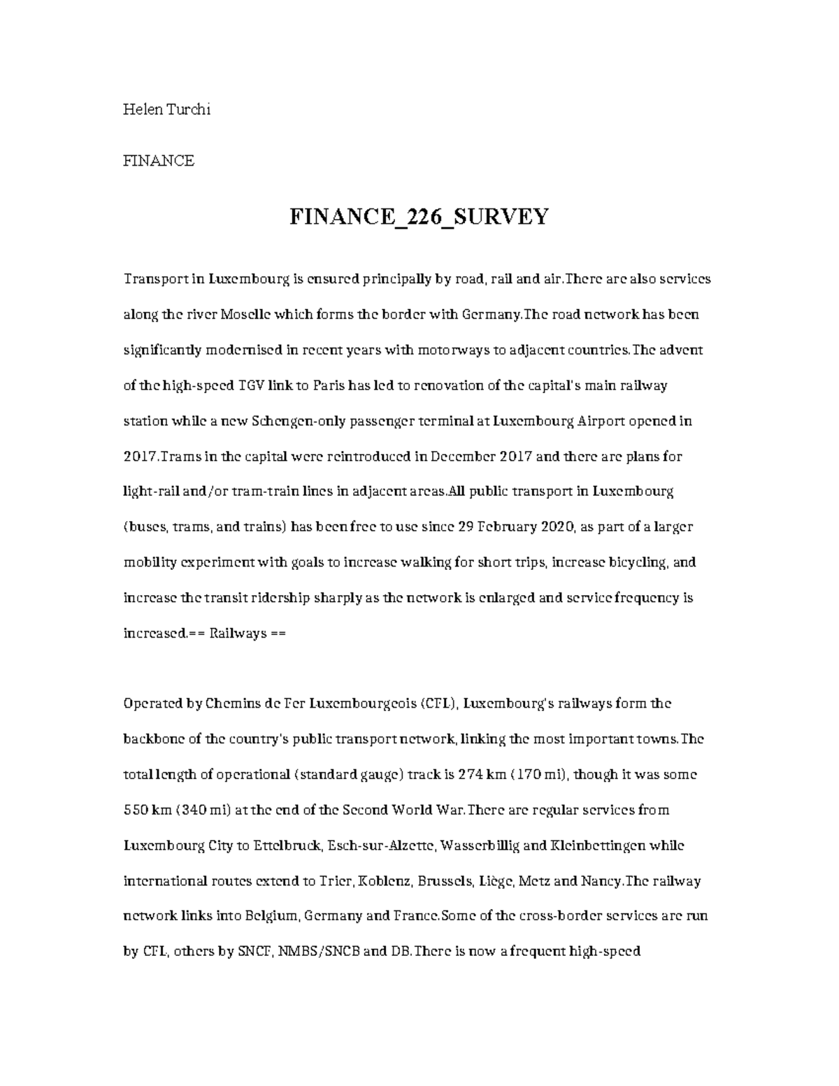 Finance 226 Survey - asdfsdfsdf - Helen Turchi FINANCE FINANCE_226 ...