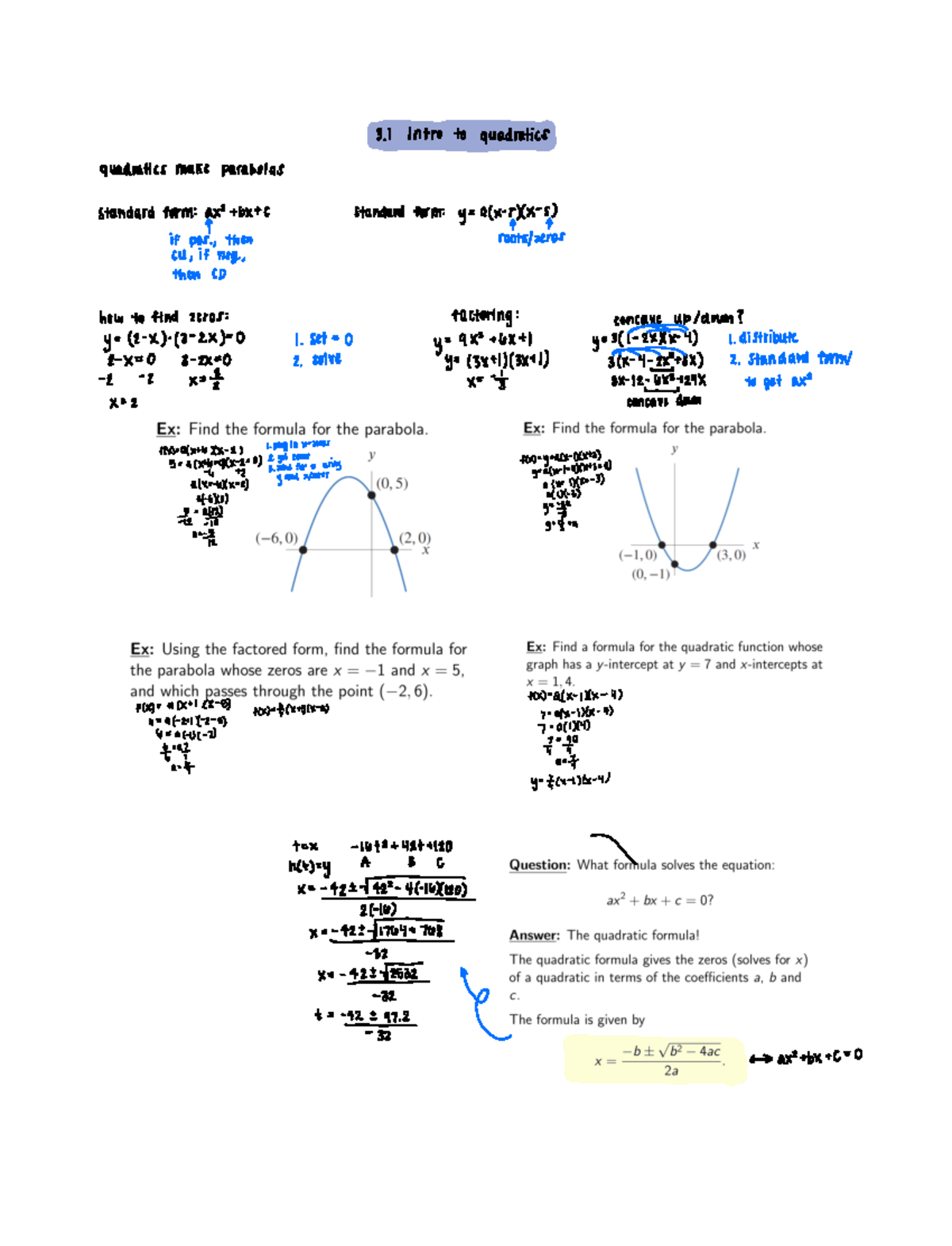 Intro to quadratics notes - 3 I intro to quadratics quadratics make ...