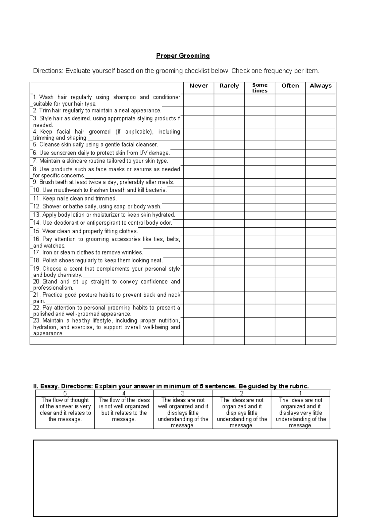 PDPO Proper Grooming - Proper Grooming Directions: Evaluate yourself ...