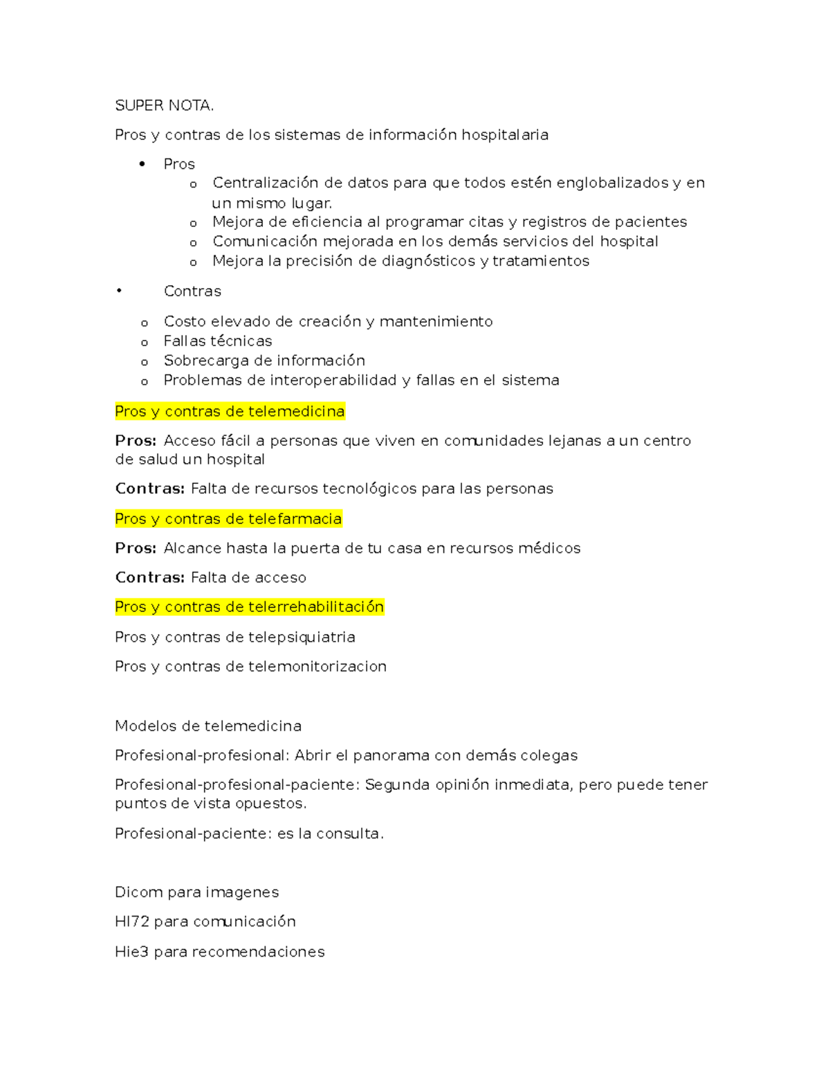 Super NOTA - SUPER NOTA. Pros y contras de los sistemas de información ...