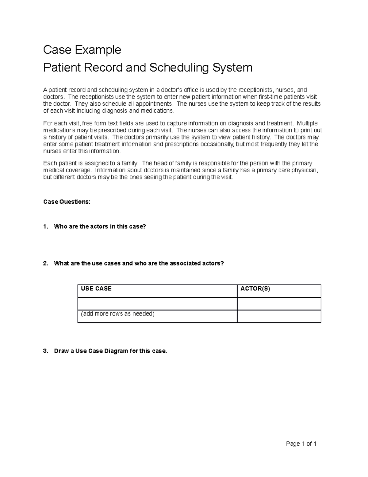 Case Example - Ch3 - Patient Record and Scheduling - Question Only ...