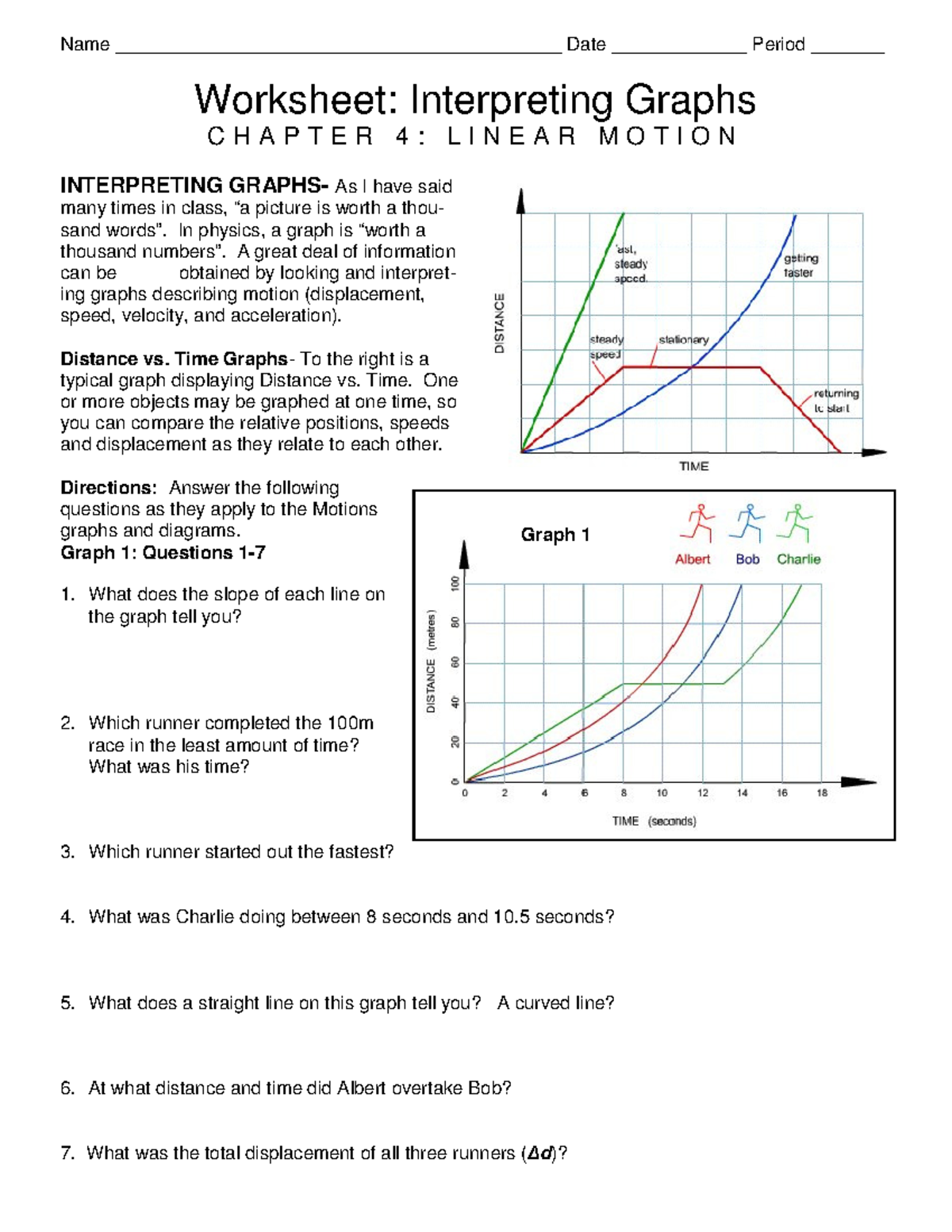 Interpreting Graph - In physics, a graph is “worth a thousand numbers ...