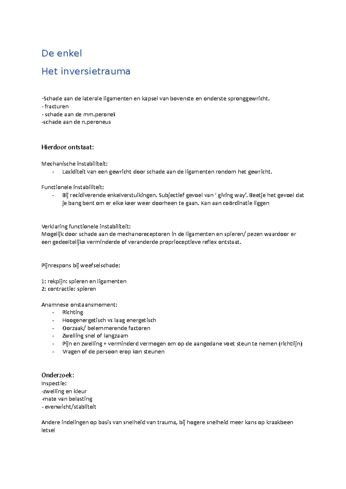 Enkel het inversie trauma - De enkel Het inversietrauma Schade aan de ...