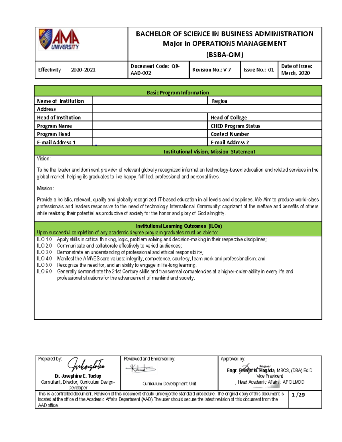 2021 Amaes OBE BSBA OM V7 - Major in OPERATIONS MANAGEMENT (BSBA-OM ...