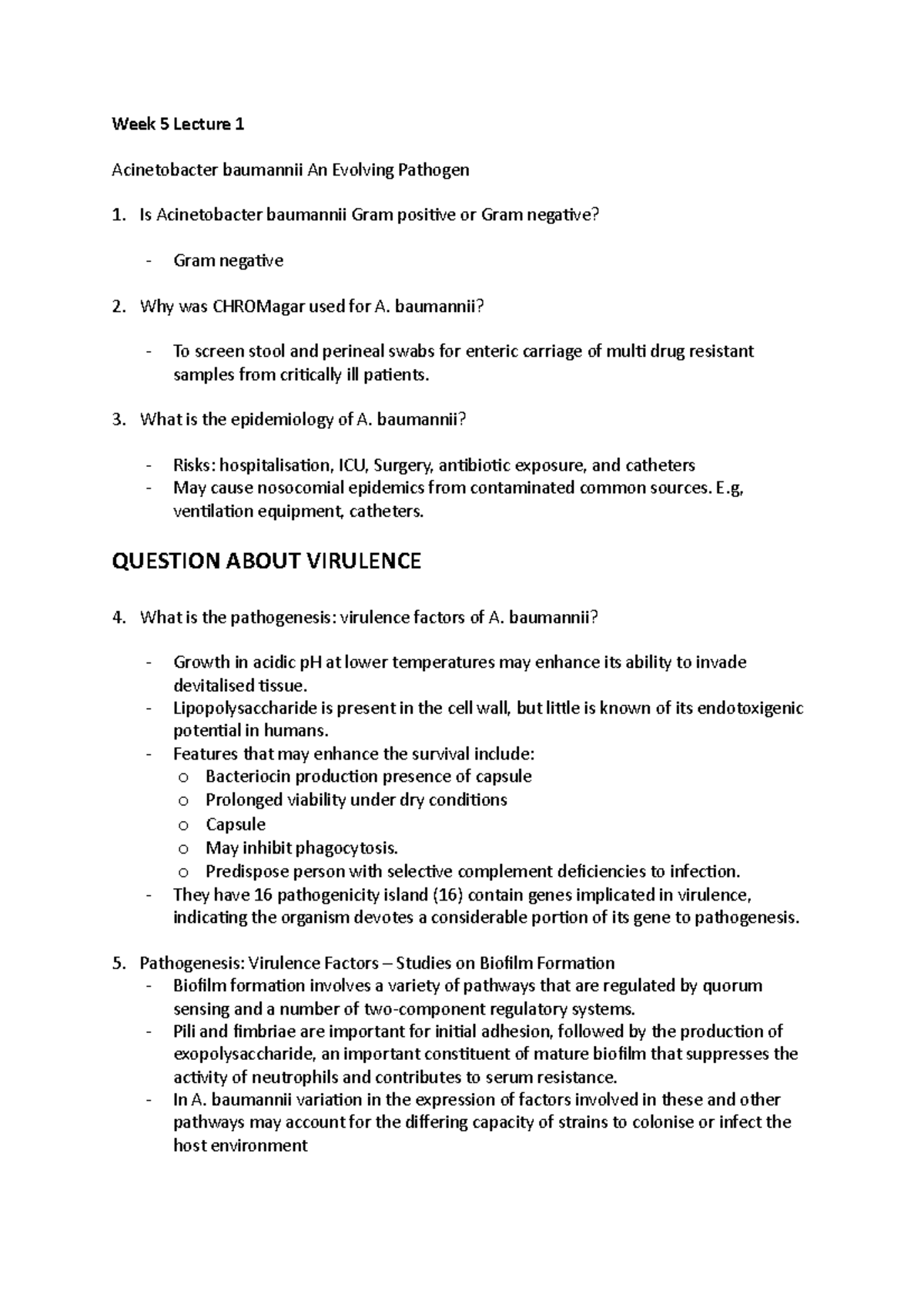 Week 5 Lecture 1 - Week 5 Lecture 1 Acinetobacter baumannii An Evolving Pathogen Is ...