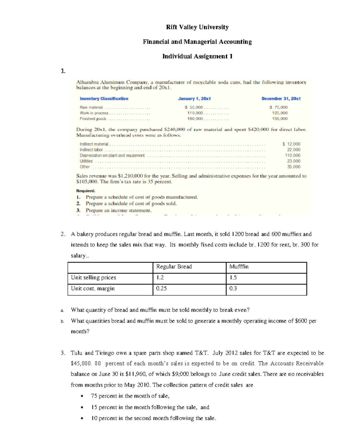 Fin and Mgerial Acct Ind Asst 1 AT1 - Rift Valley University Financial ...