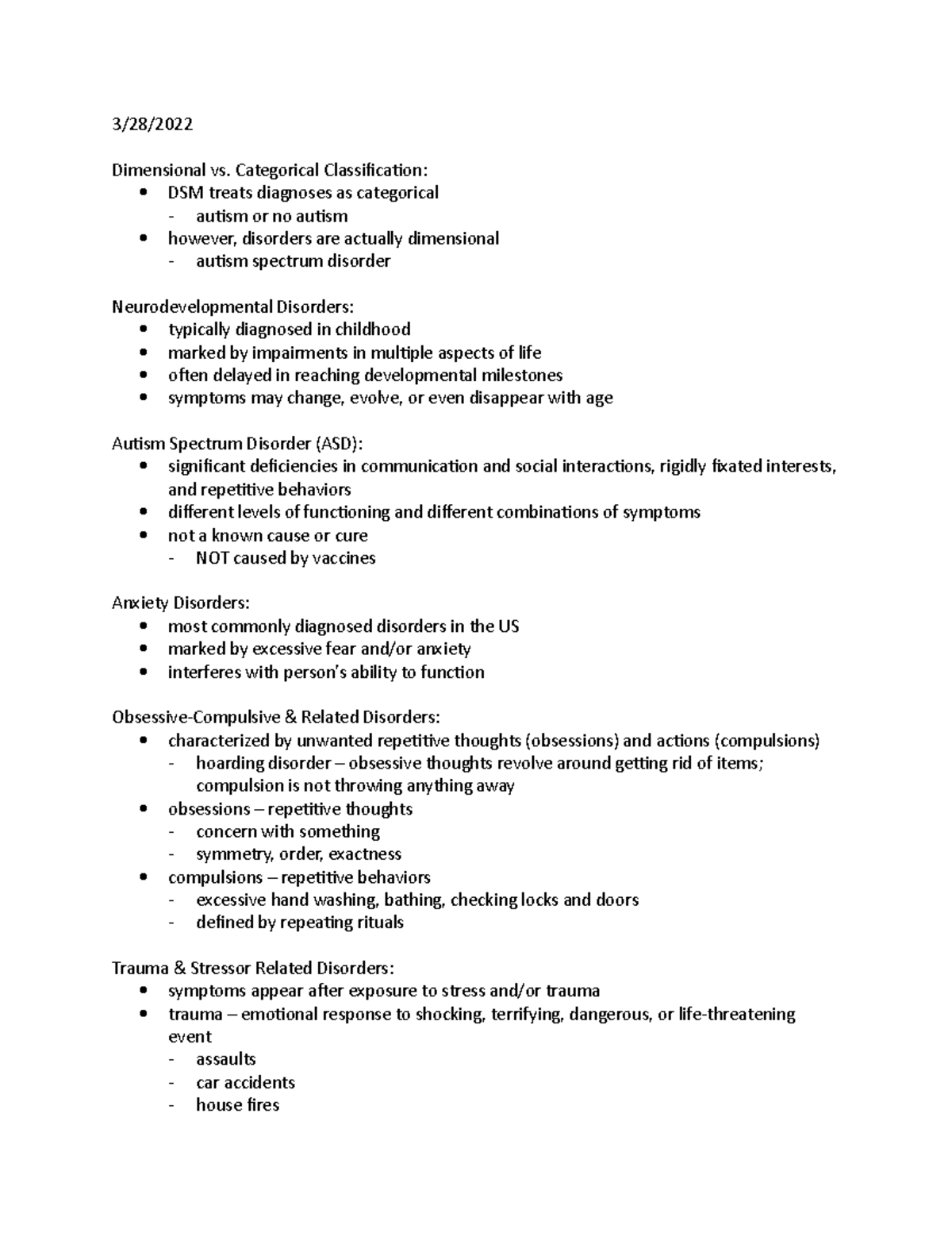 Mental Disorders - 3/28/ Dimensional vs. Categorical Classification ...