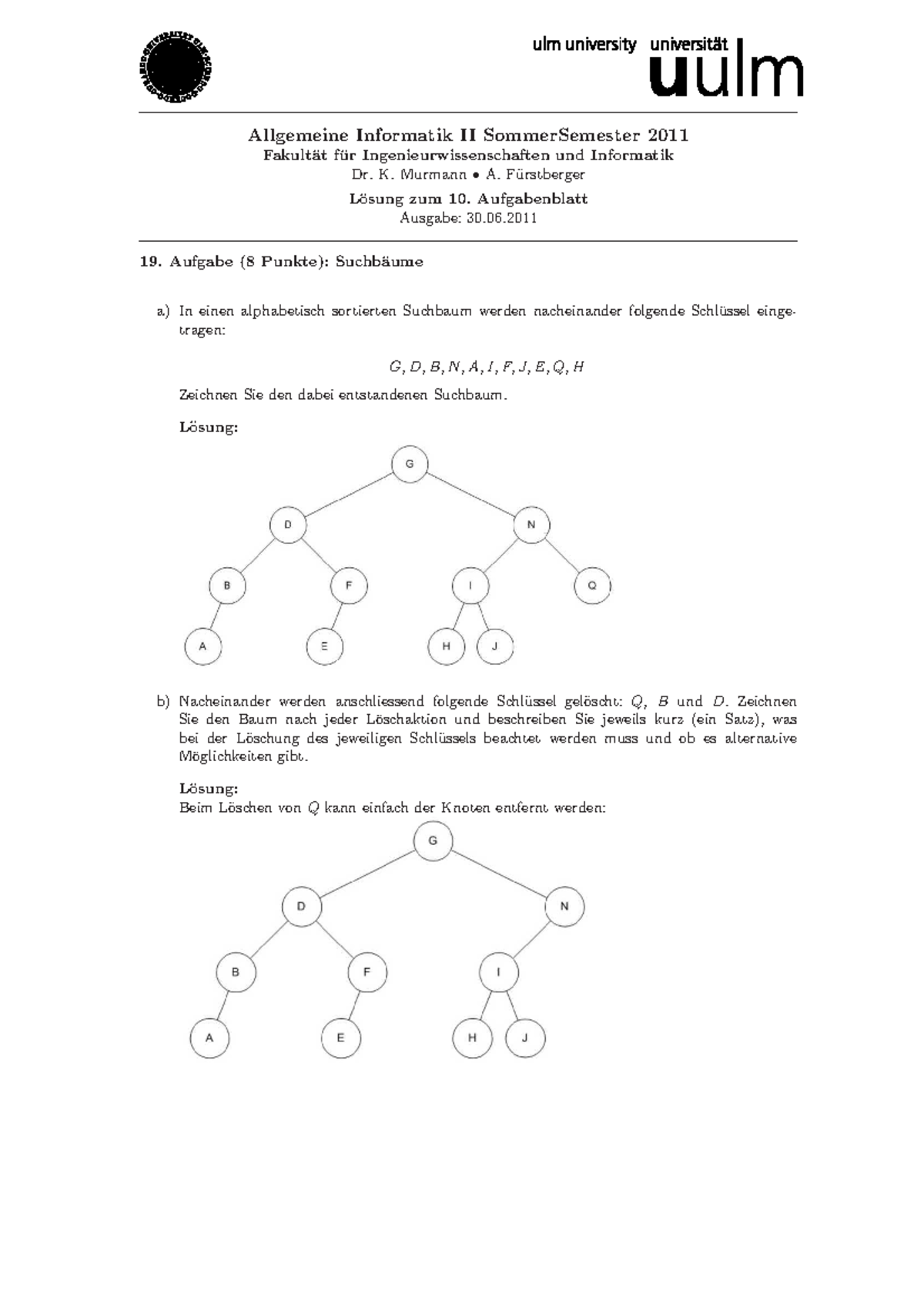 L-blatt 10 - SS11 Übungsaufgaben Lösung - Allgemeine Informatik II ...