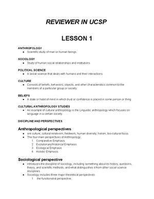 UTS Reviewer - SOCIOLOGICAL PERSPECTIVES ON THE SELF Sociology ...