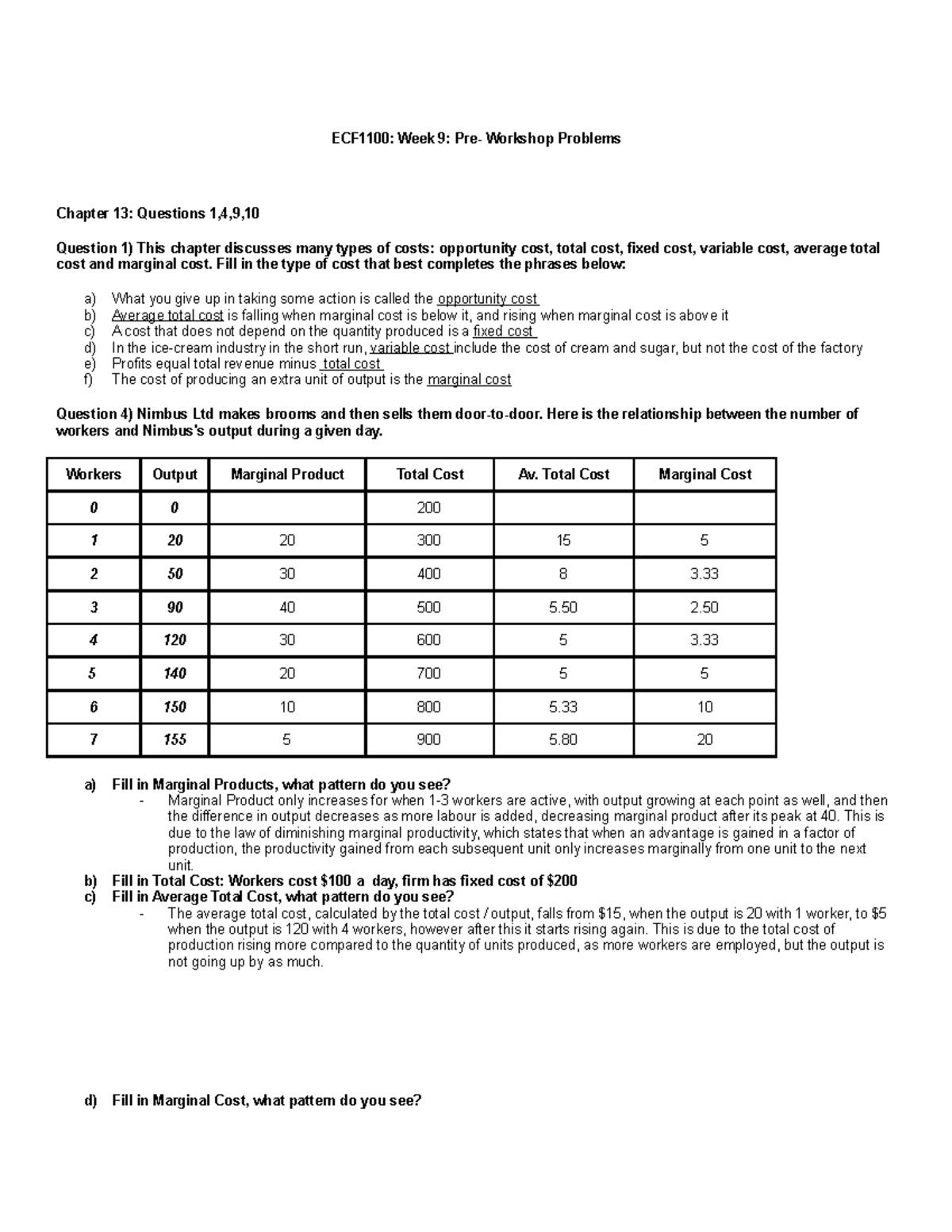 Week 9 - 2022/23 Sem 2 Week 9 Tutorial Questions - ECF1100: Week 9: Pre ...